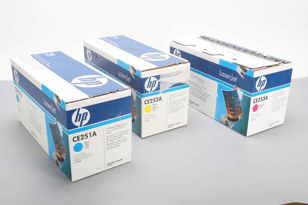 HP 504A Set of Toner Cartridges Yellow, Magenta, and Cyan CE251A, CE25 ...