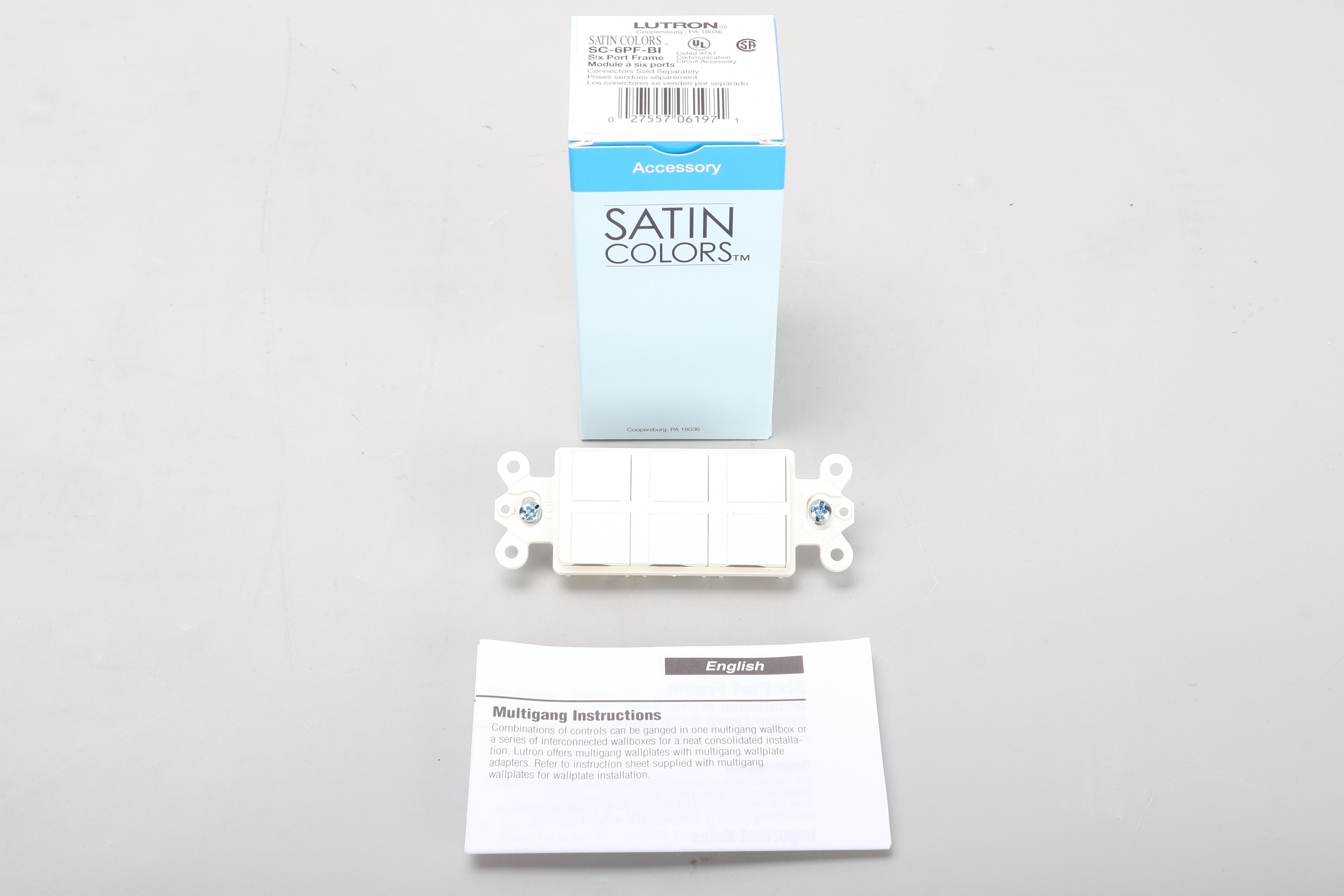 Lutron SC-6PF-BI Six-Port Wallplate Frame, White 400-2518 REV A - NEW ...