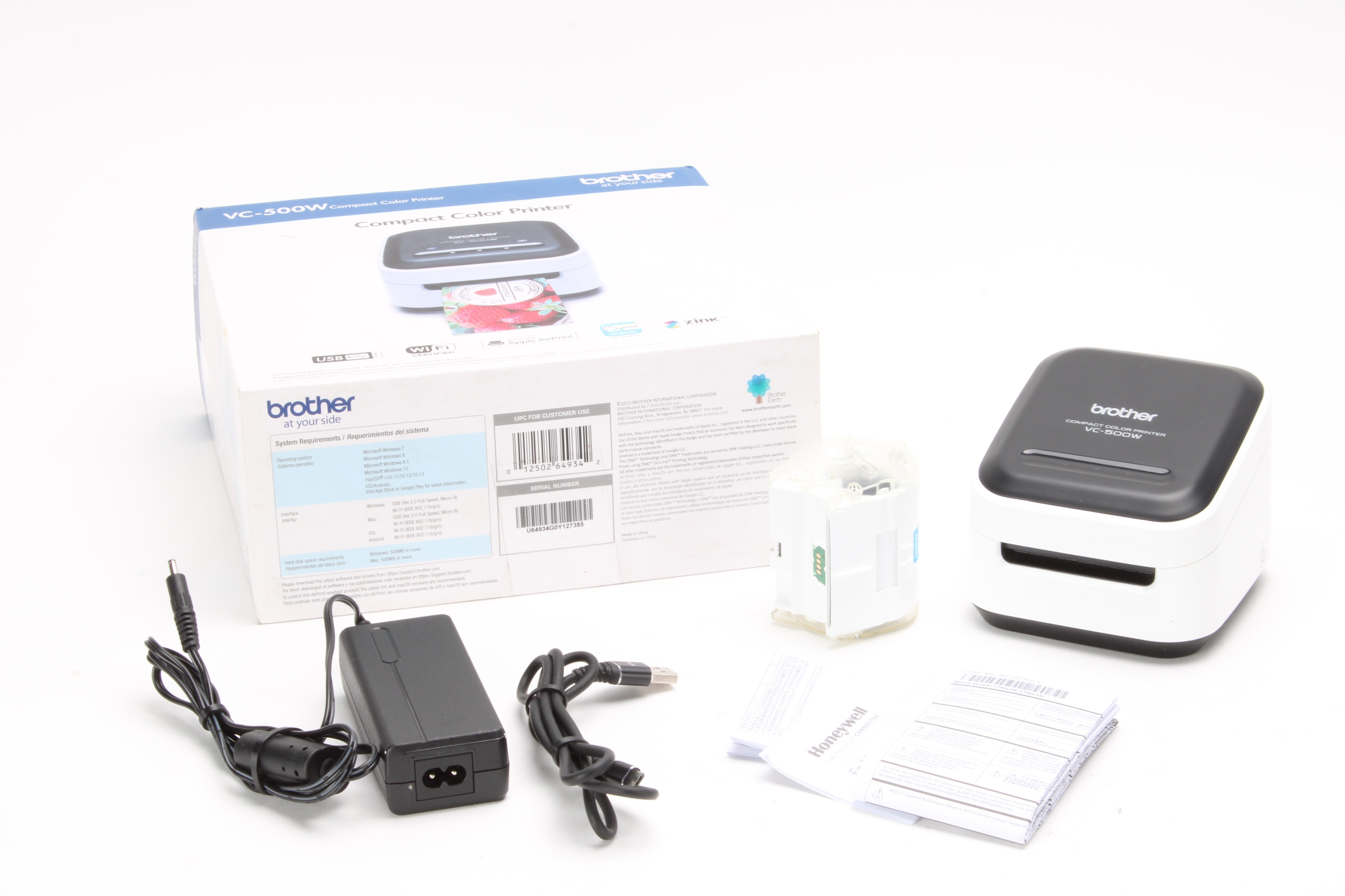 Brother VC-500w Compact Color Printer With PSU, Label Rolls, USB Cable ...