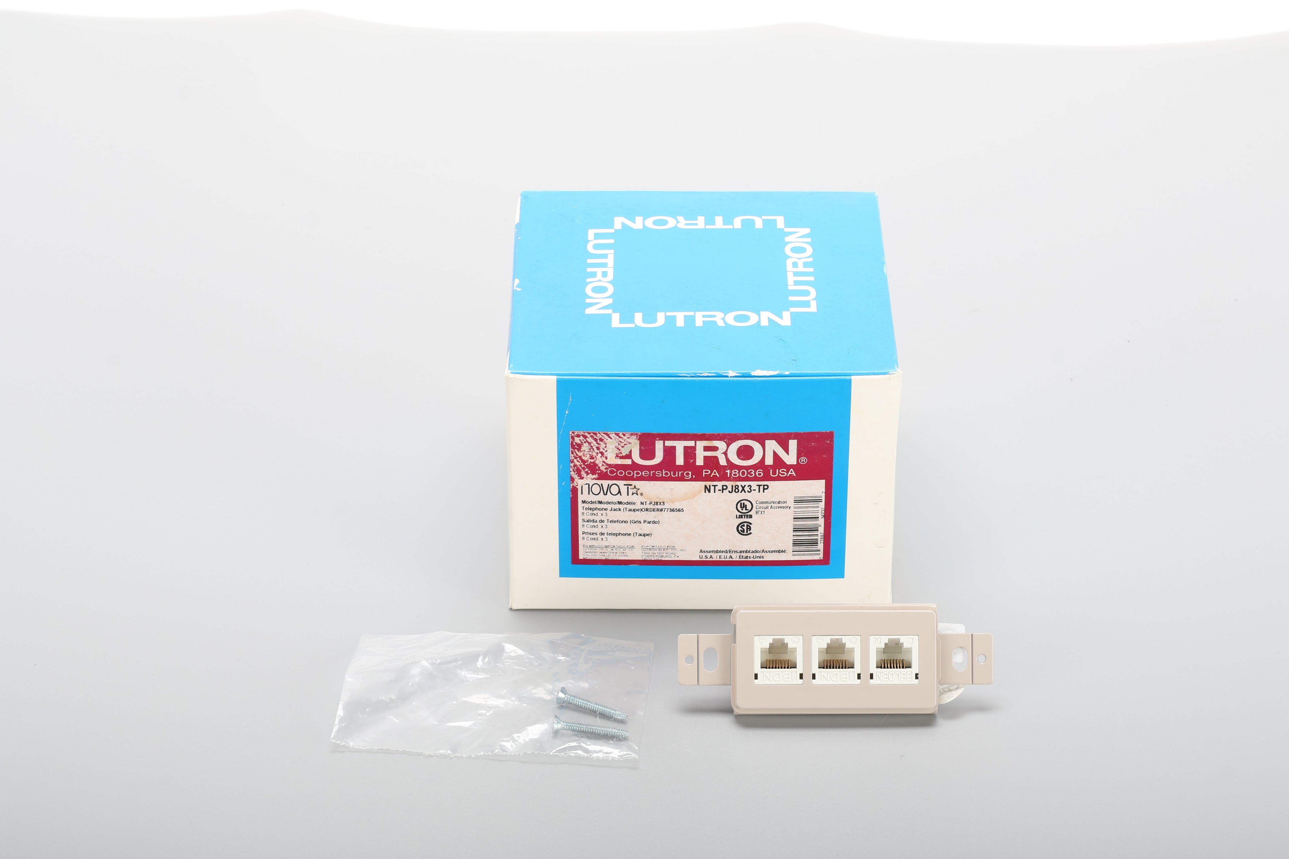 Lutron NT-PJ8X3-TP Triple Telephone Jack With Screws - No Wallplate ...