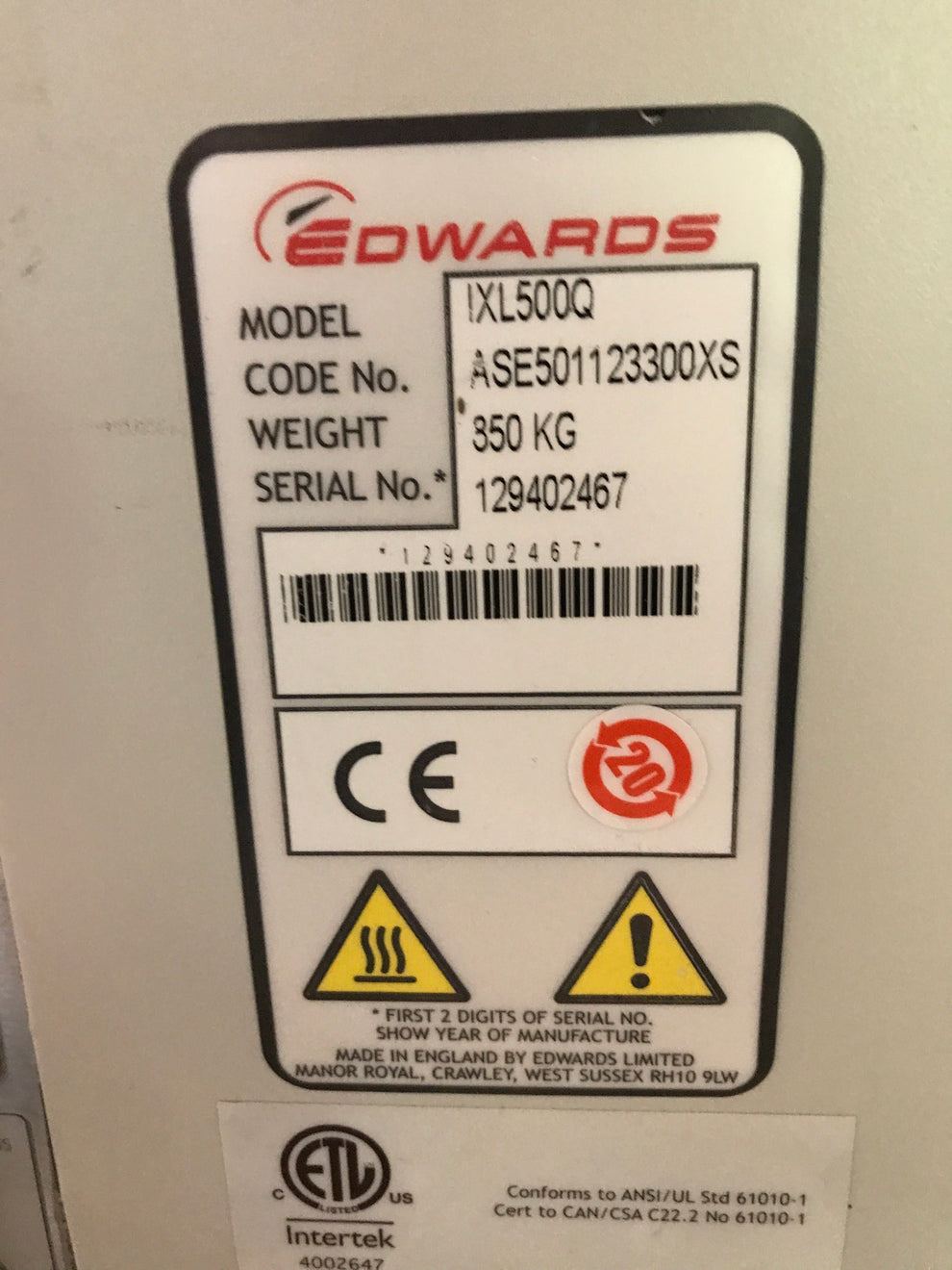 Edwards IXL500Q Dry Vacuum Pump MK2 HV, 380/460V 3PH – NTC Tech