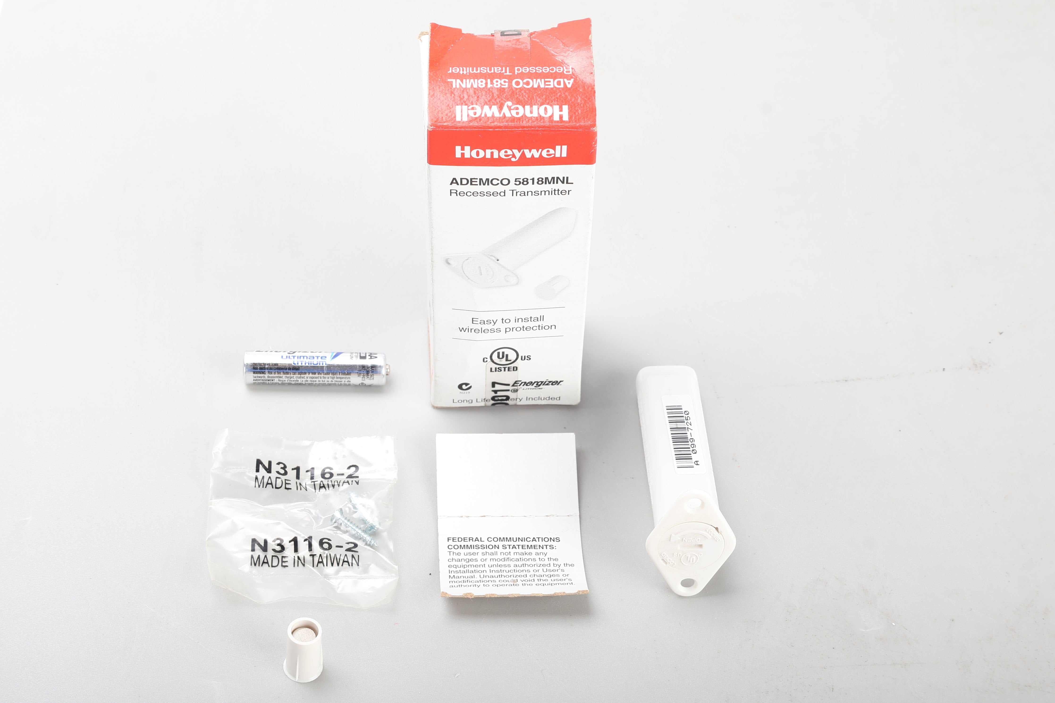 Honeywell 5818MNL Wireless Recessed Door/Window Transmitter - New Open ...