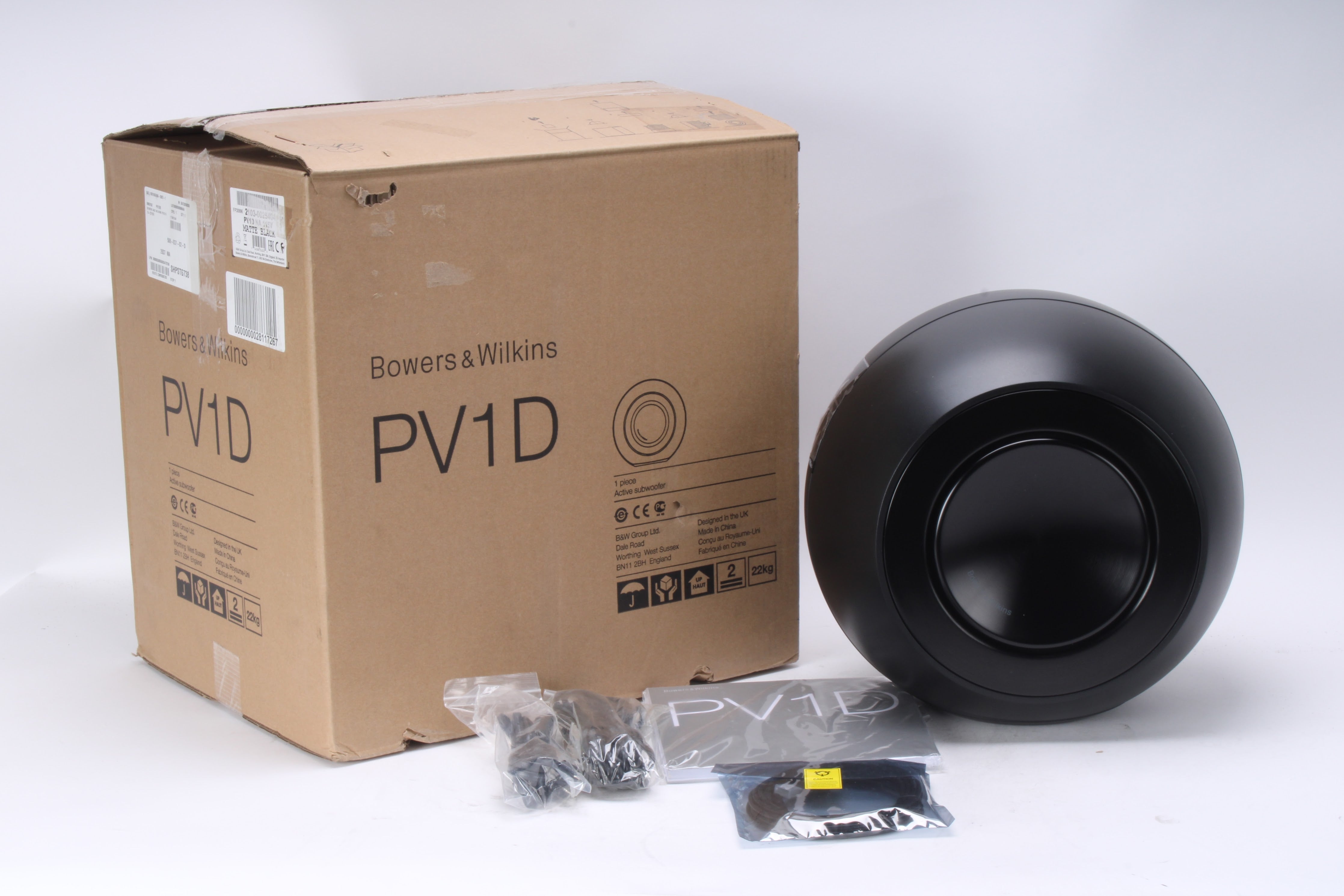 Bowers & Wilkins PV1D 400W RMS Active Subwoofer With Power Cable and A ...