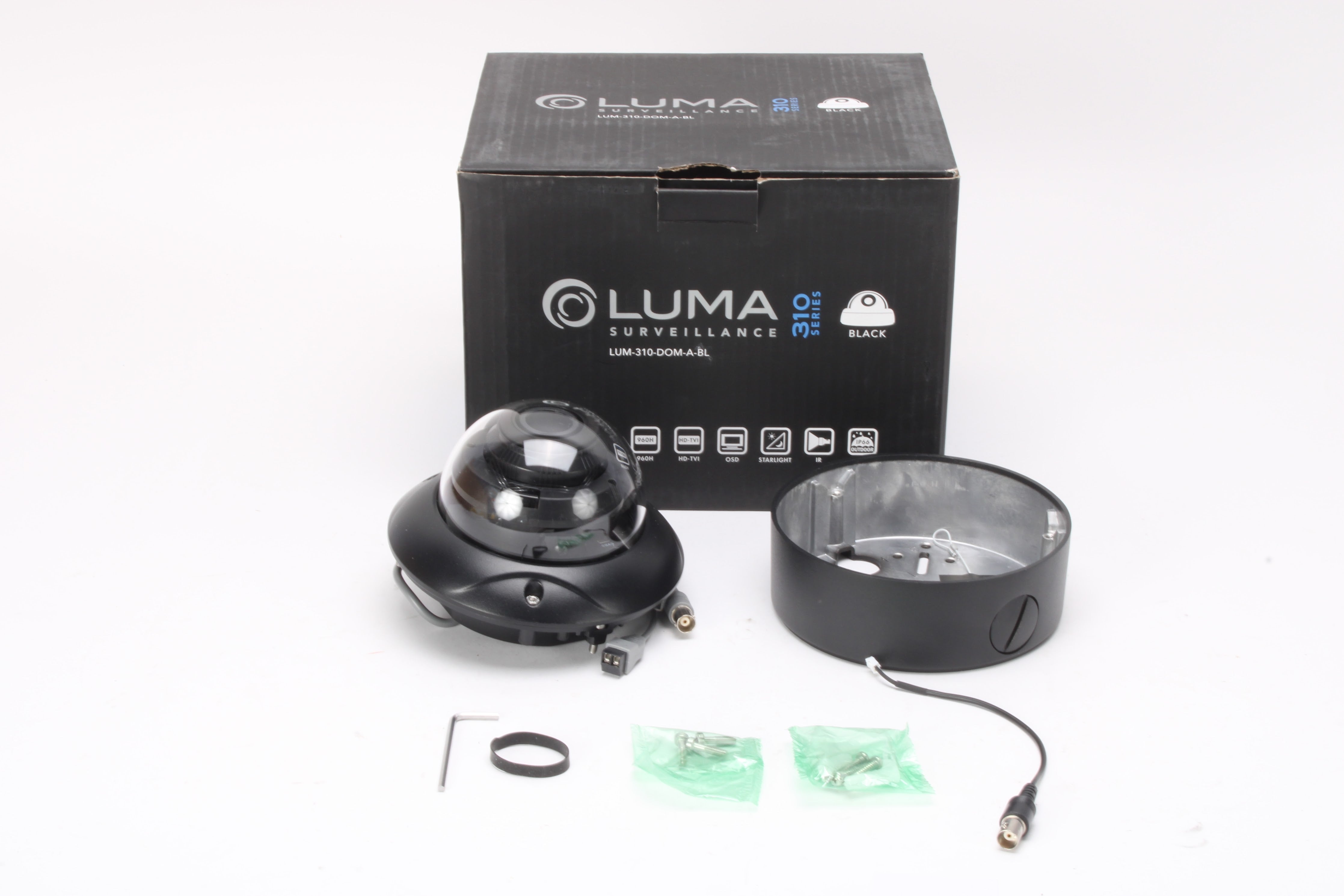 Luma LUM-310-DOM-A-BL Dome Analog Camera With Hardware and Video Cable ...