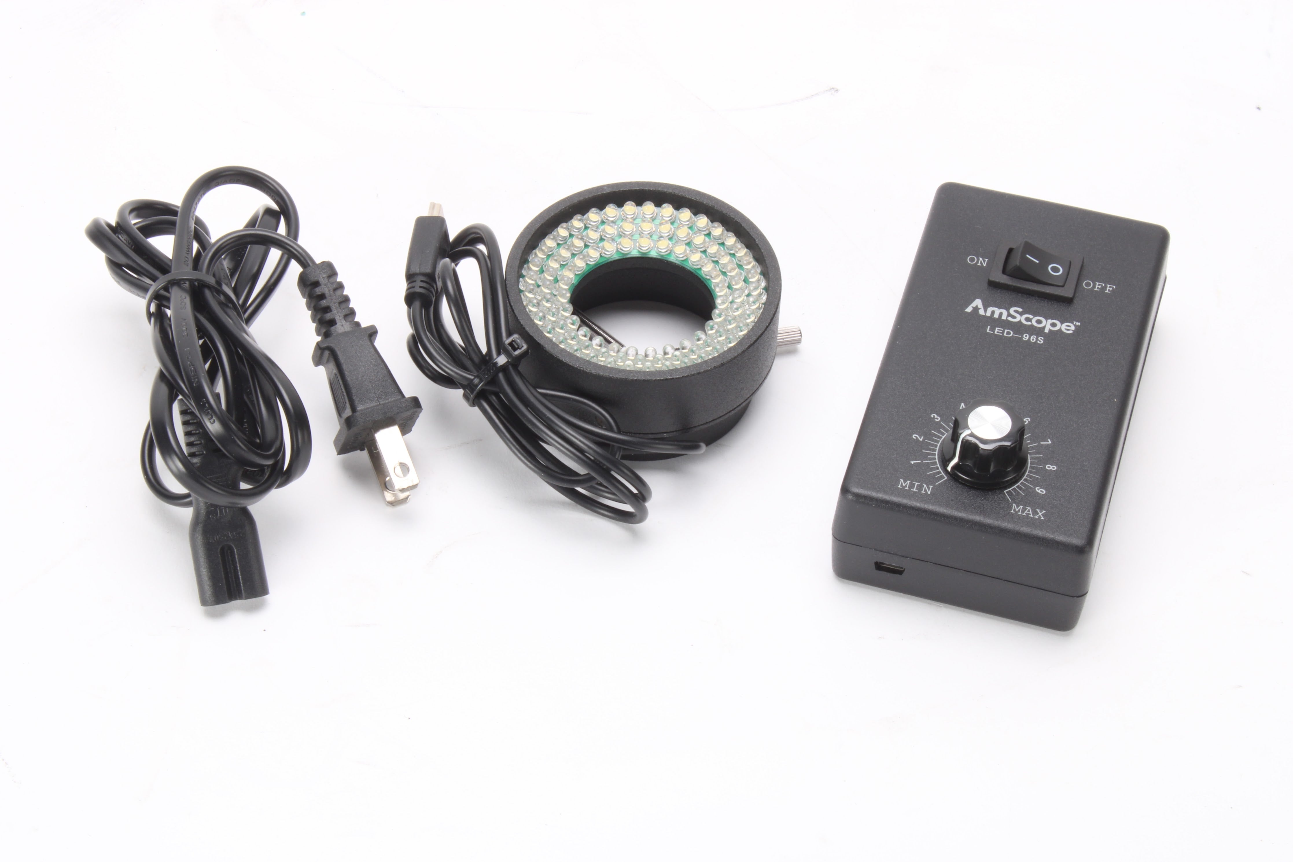 AmScope LED-96S 96 LED Ring Light For Single Zoom Microscopes With Acc ...