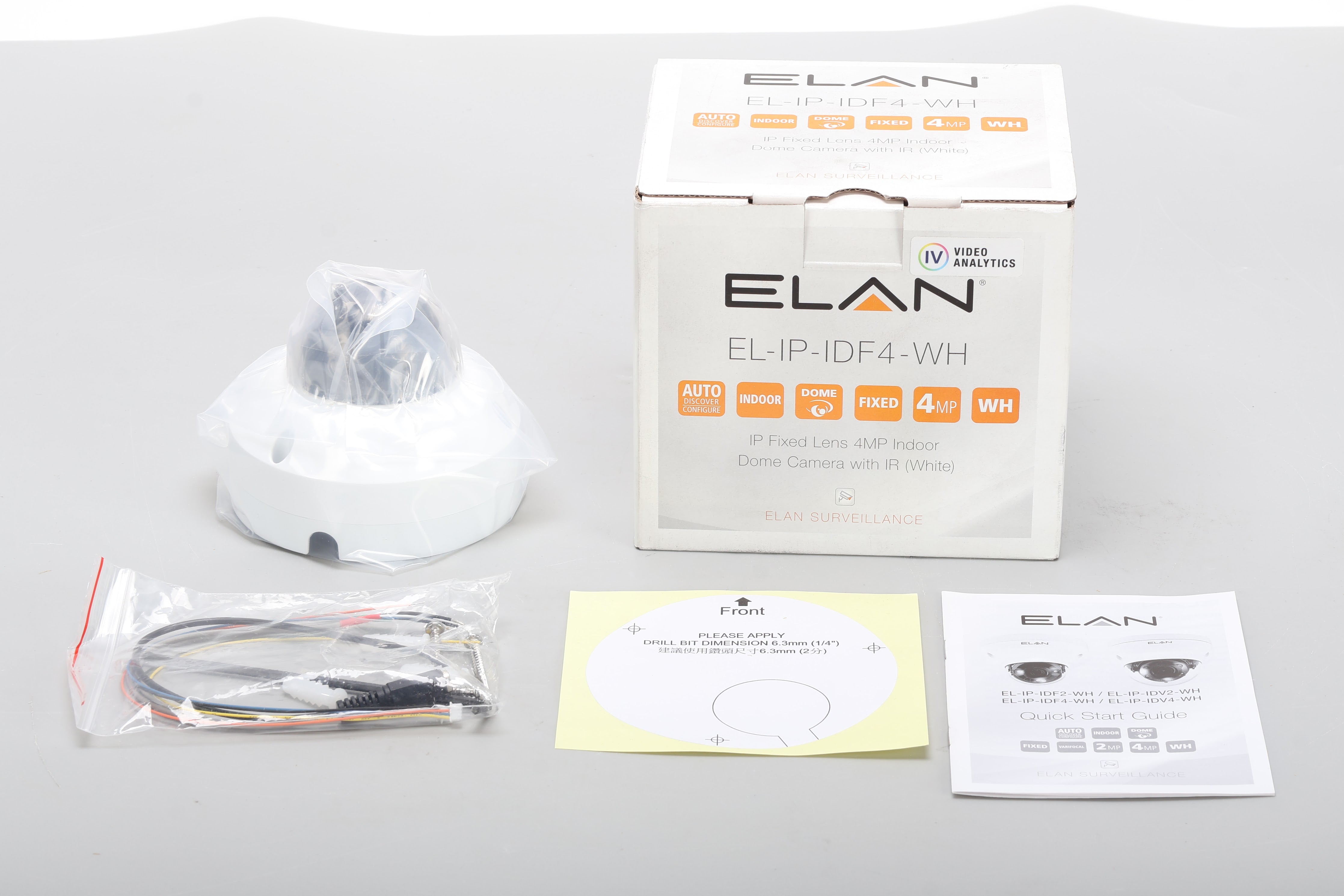 Elan EL-IP-IDF4-WH Indoor/Outdoor Dome IP Camera White - New Open Box ...