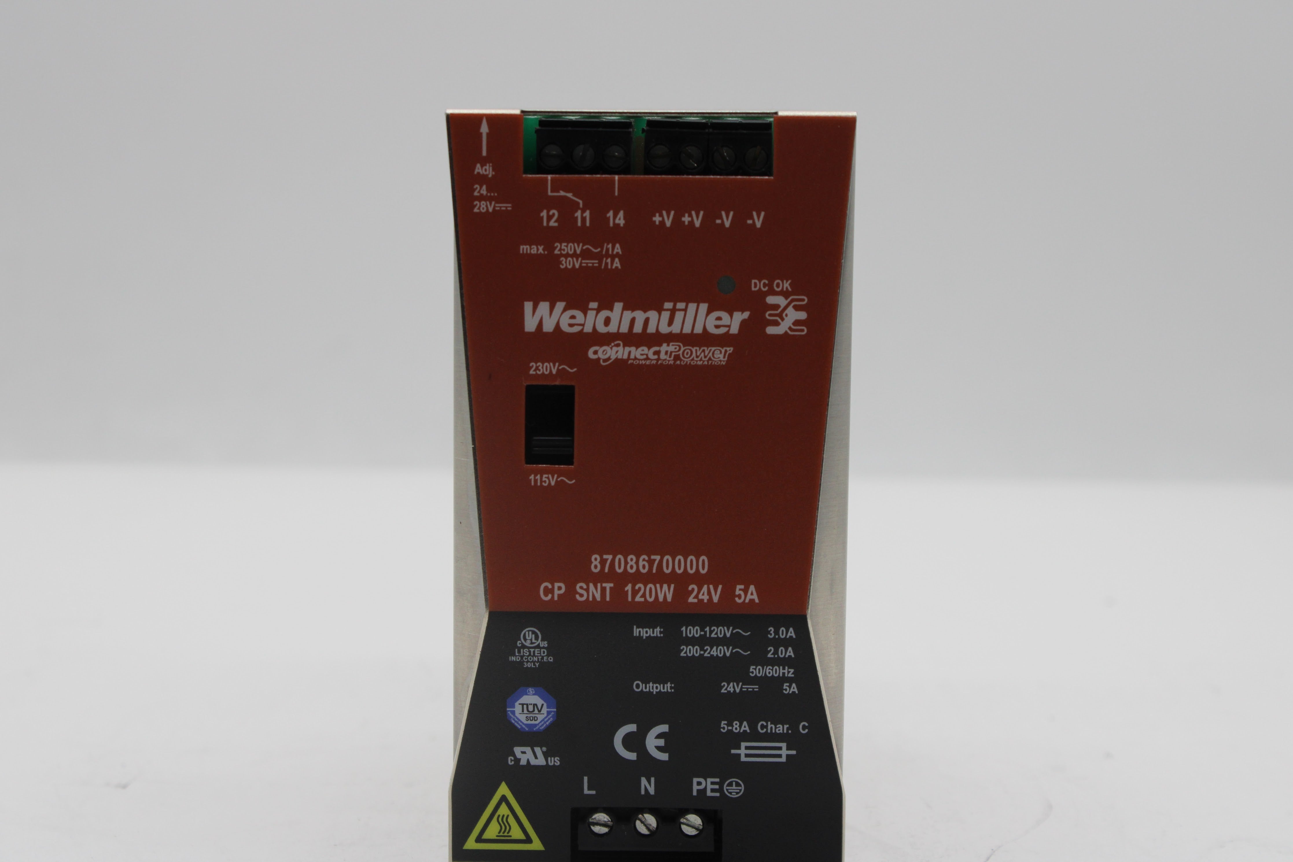 Weidmuller 8708670000 CP SNT 120W 24VDC 5A / DIN Rail Mount Power Supp ...