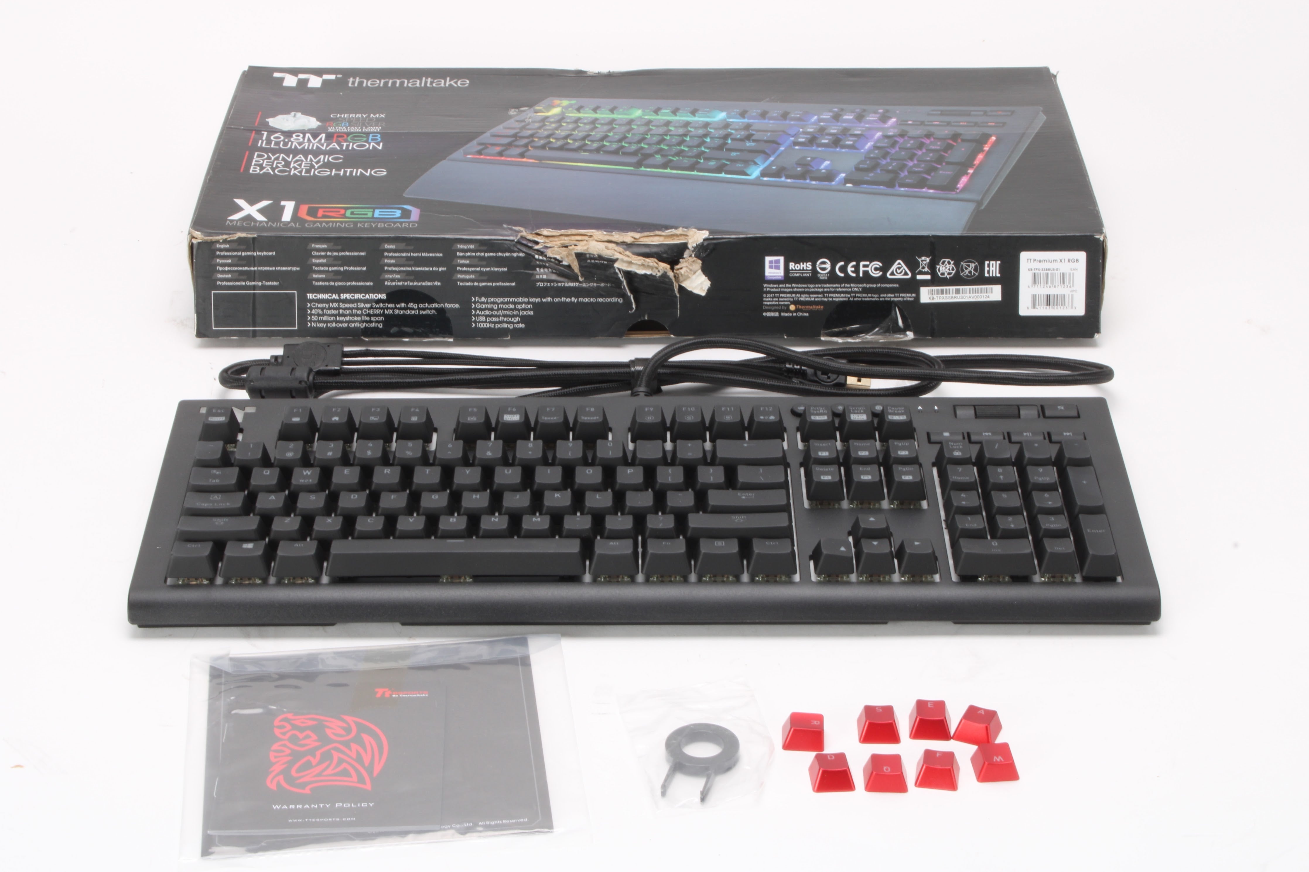 Thermaltake TT KB-TPX RGB Mechanical Gaming Keyboard KB-TPX-SSBRUS-01 ...