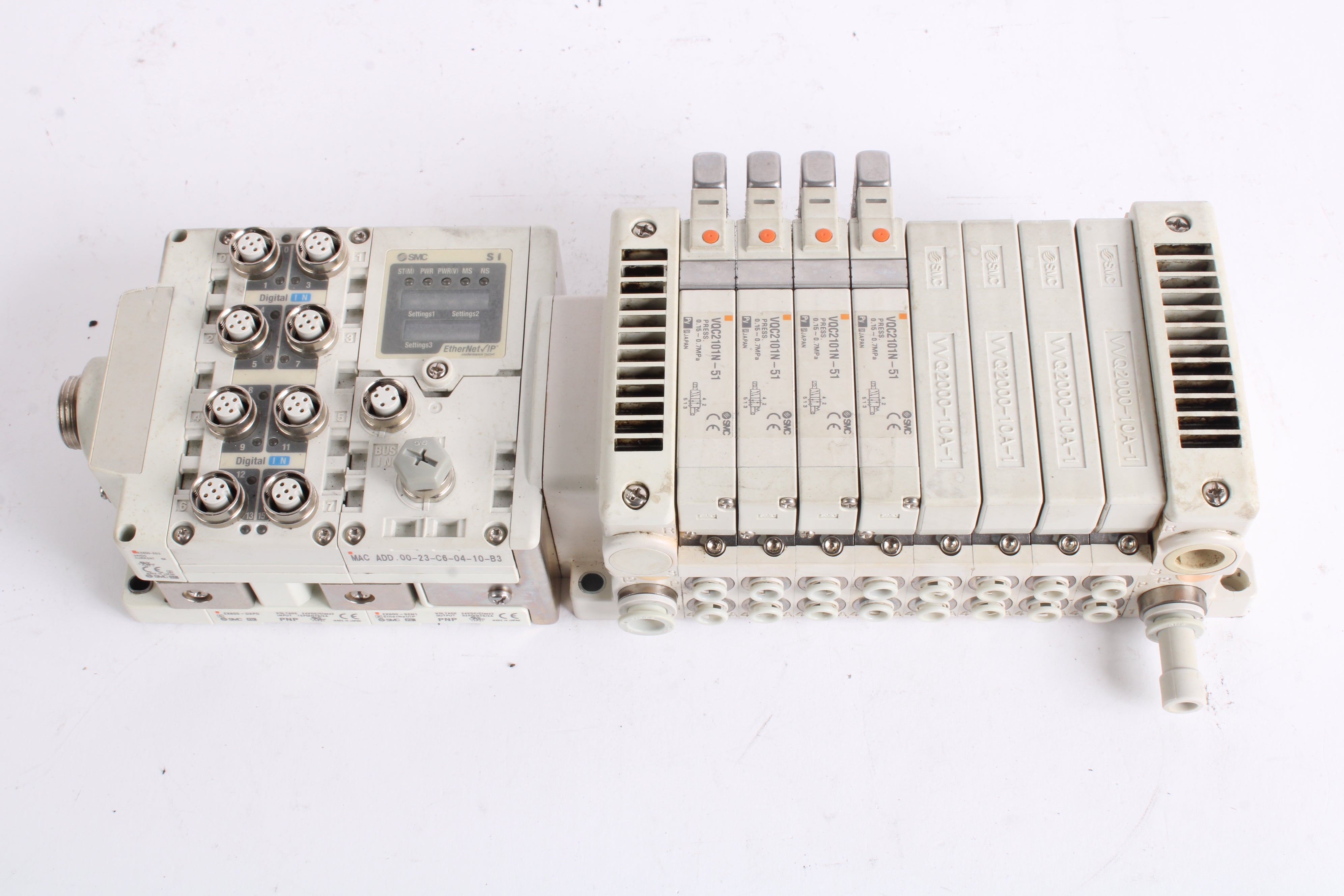 SMC 4x VQC2101N-51 + VVQ2000-10A-1 + EX600-ED3 + EX600-DXPD W/ Manifol ...