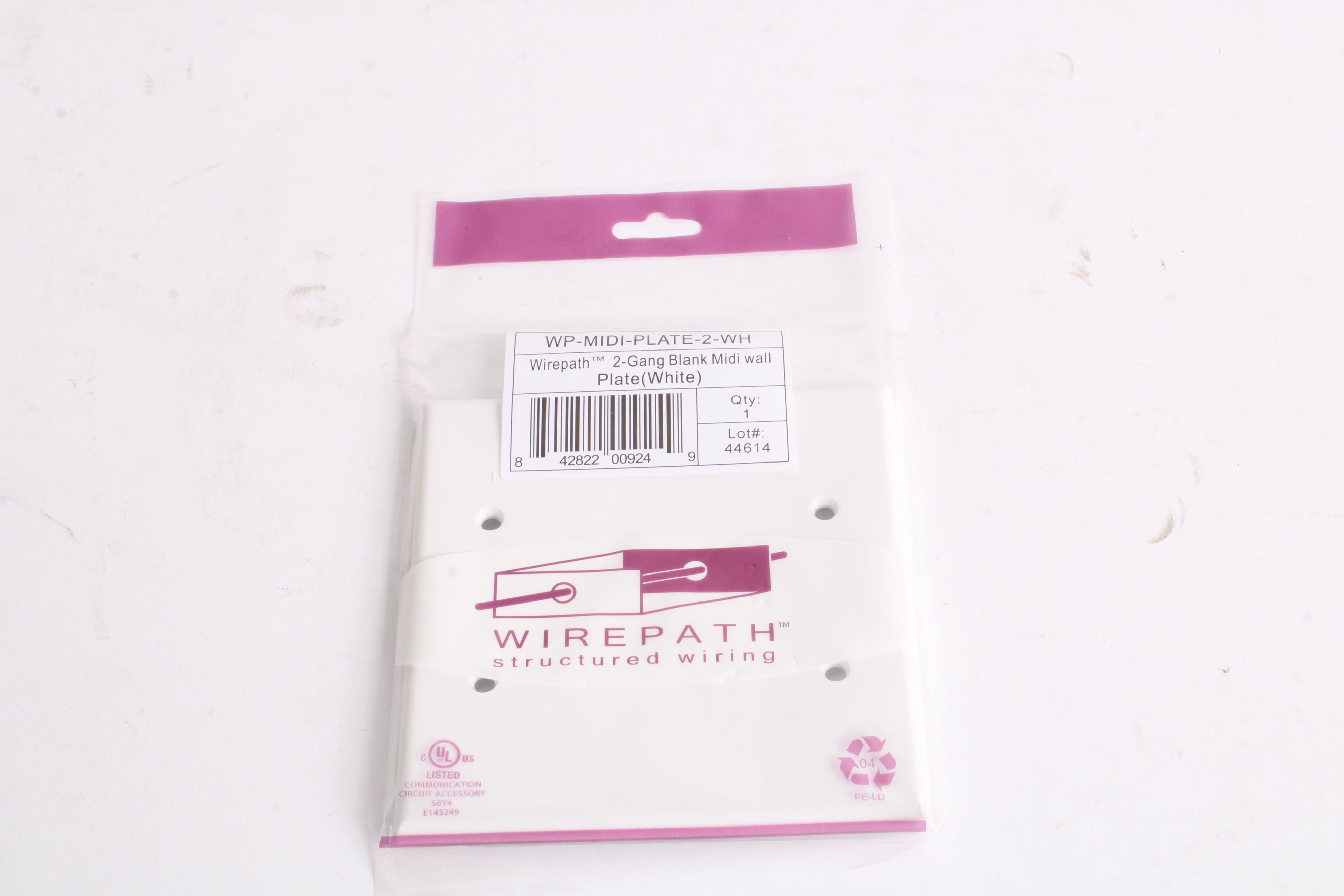 Wirepath WP-MIDI-PLATE-2-WH 2-gang Black Midi Wall Plate White - Lot o ...