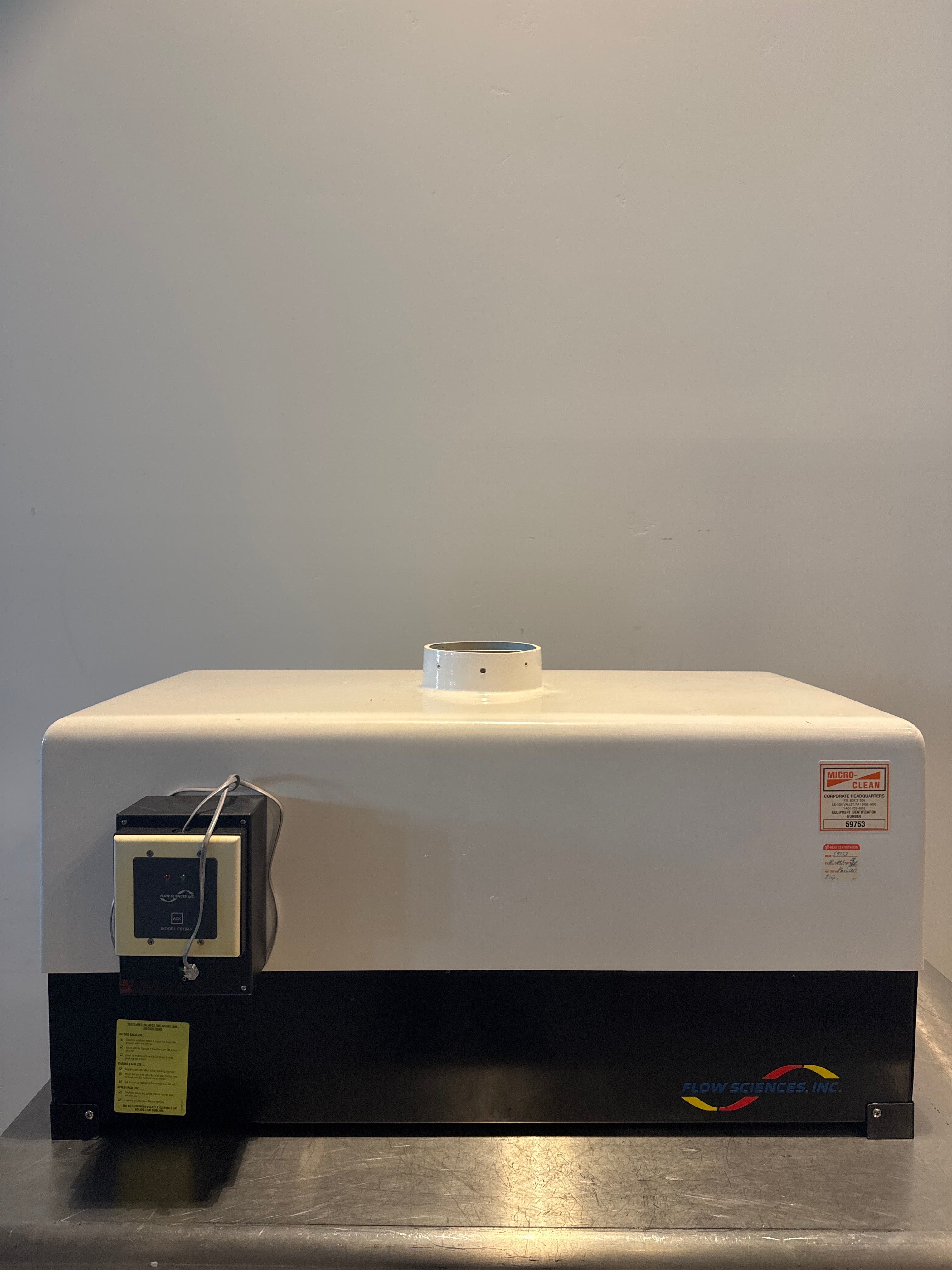 Flow Sciences FS4720 24x14 Enclosure Laminar Flow Hood Fan Box, FS-472 ...