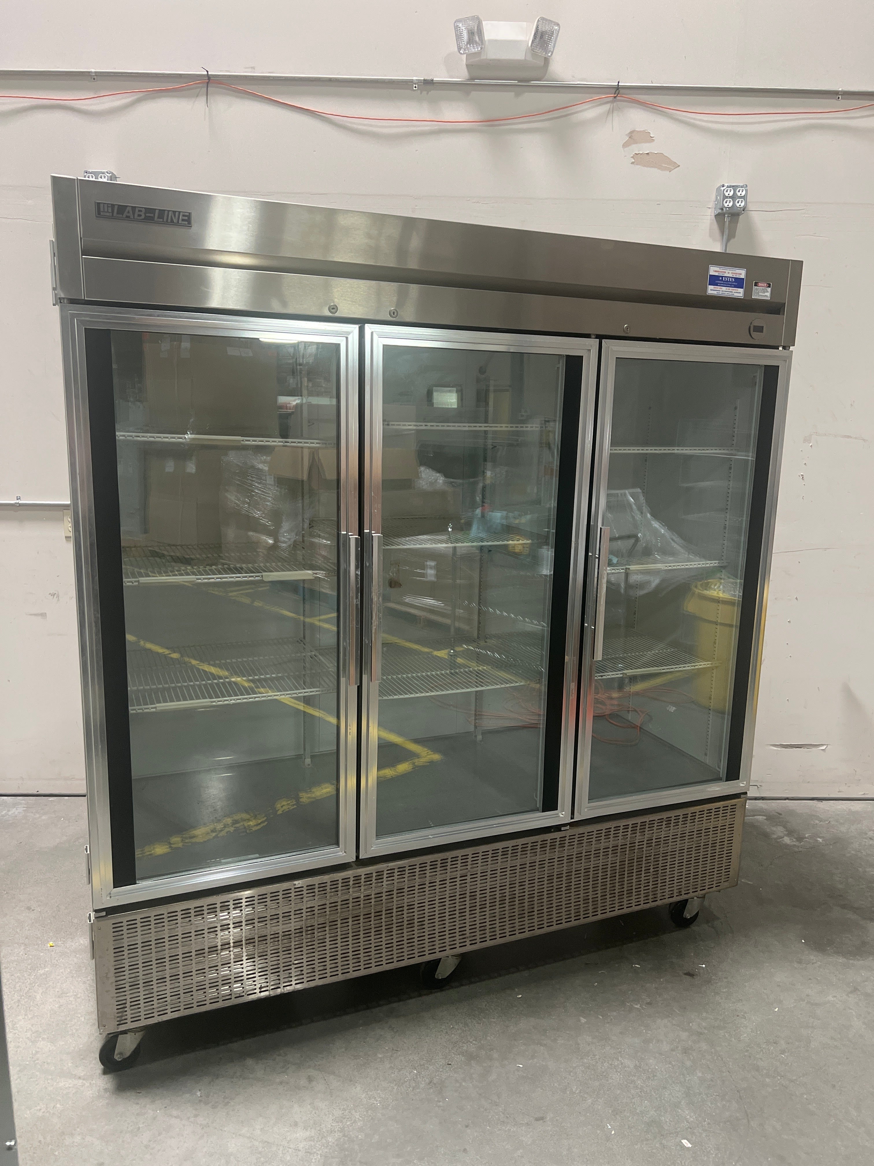 Lab-Line Environeers 3787DT Refrigerator 3 Glass Door Fridge w/ 9 Shel ...