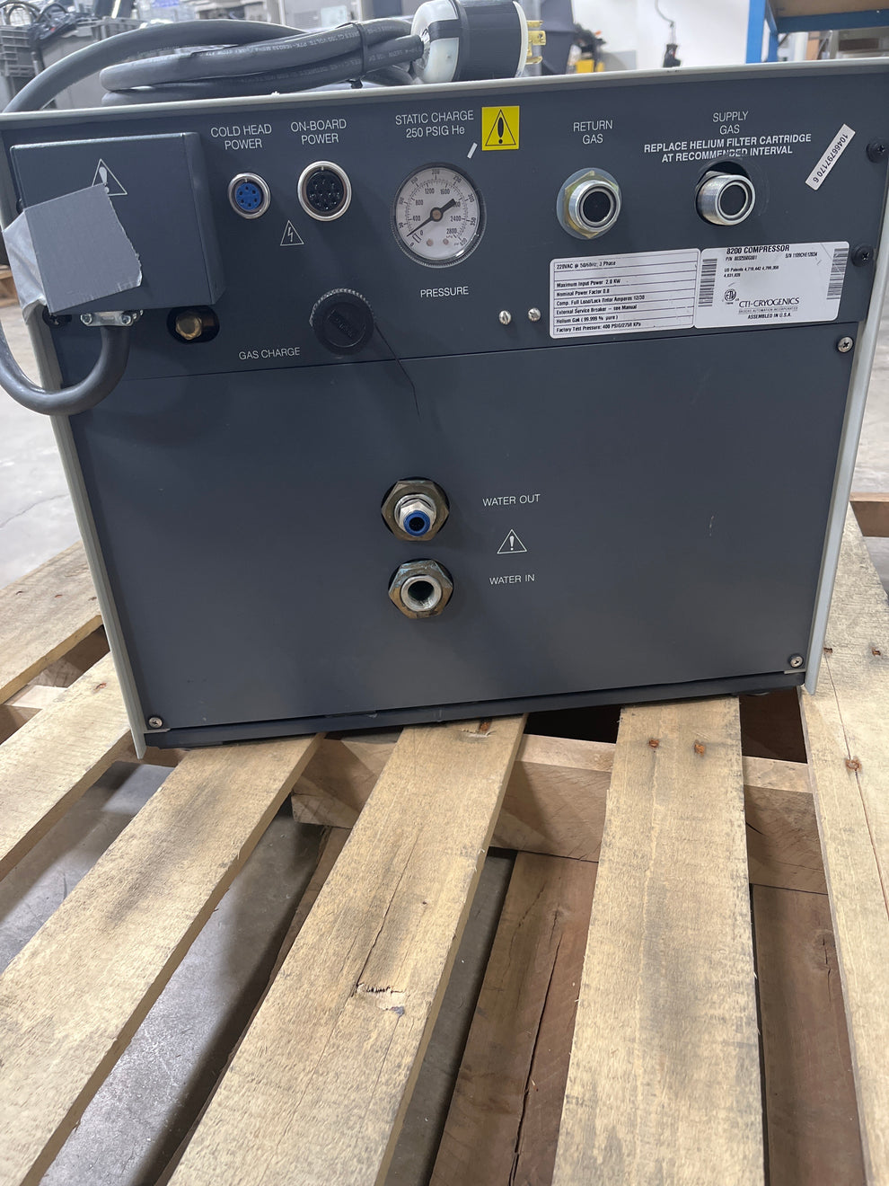 CTI-Cryogenics 8200 Helium Compressor 3-Phase Water Cooled 208/230V 80 ...