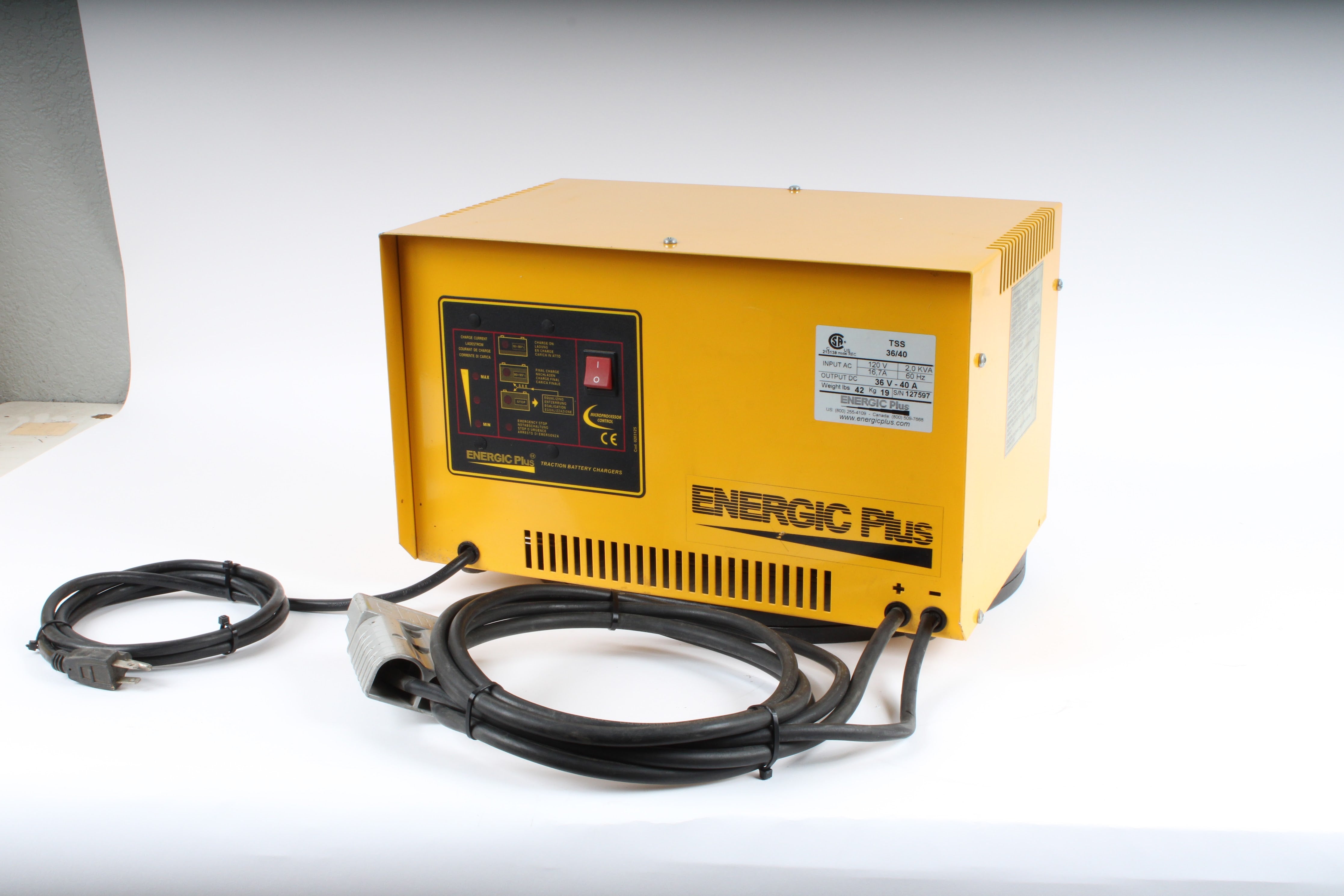 Energic Plus TSS 36/40 36V 40A Forklift Battery Charger 120Vac Input P ...