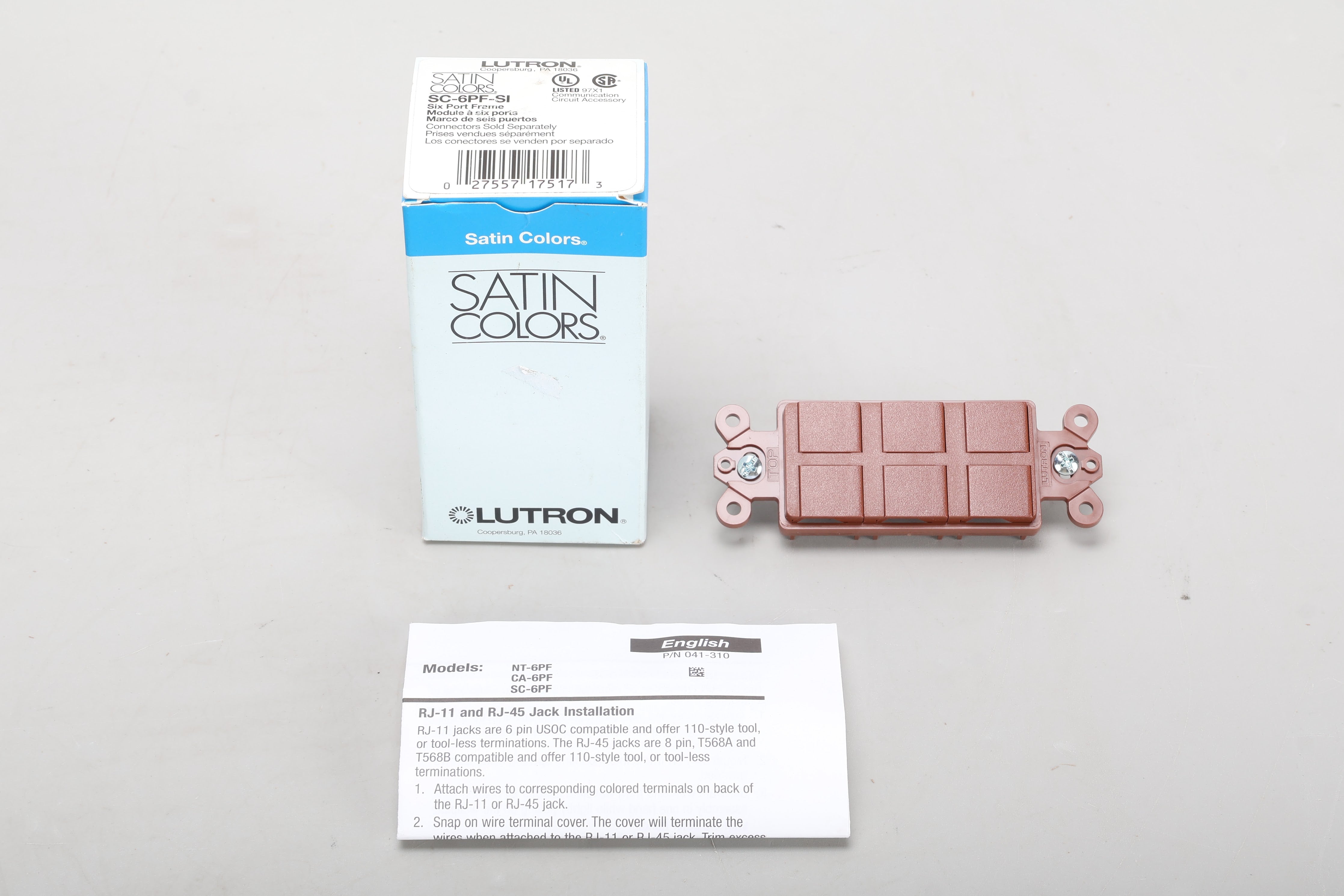 Lutron SC-6PF-BI 6-Port Wallplate Frame – Biscuit 400-3629 REV A With ...