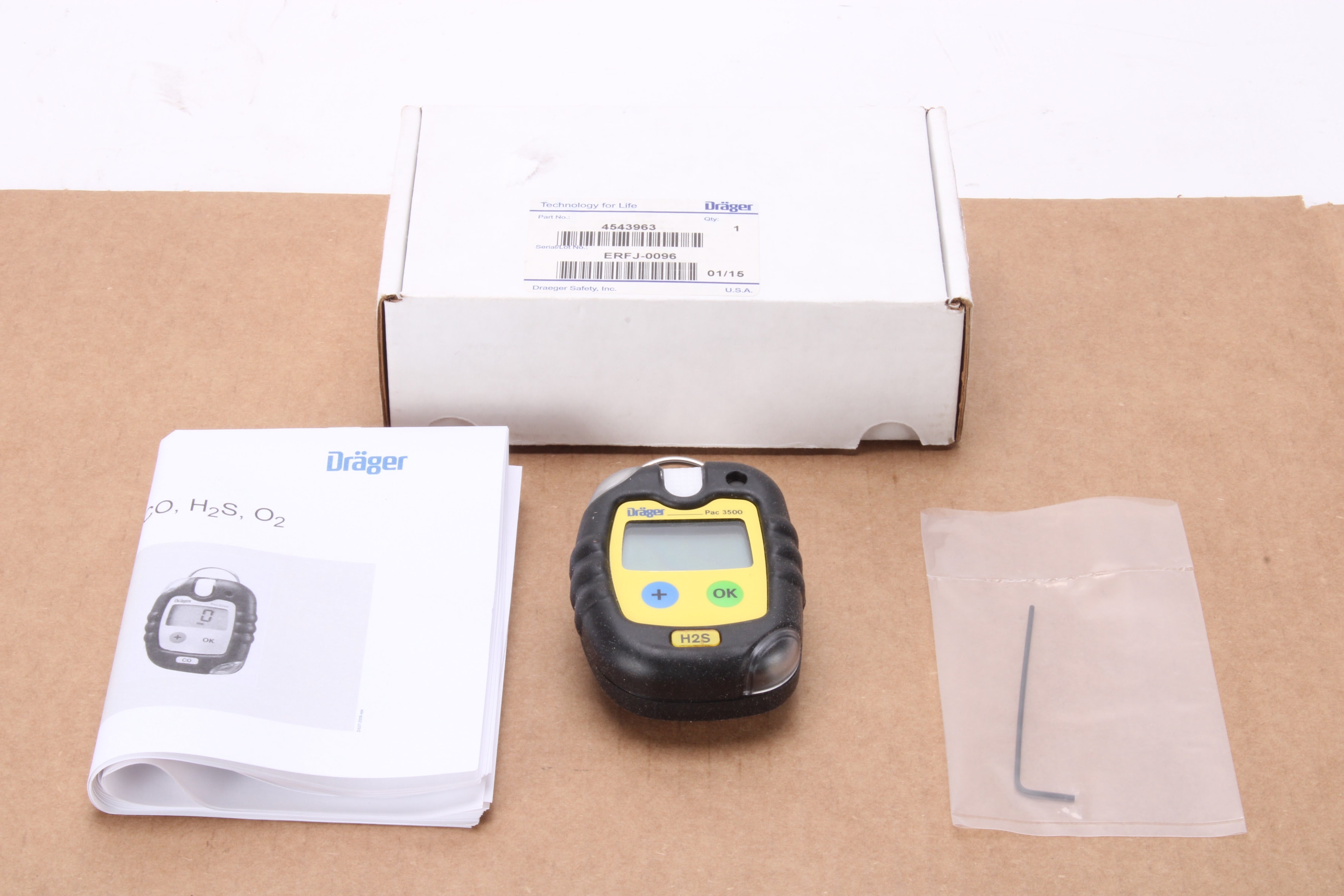 Drager Pac 3500 Single-Gas Detector 4543963 With Box, Manual, and Tool ...