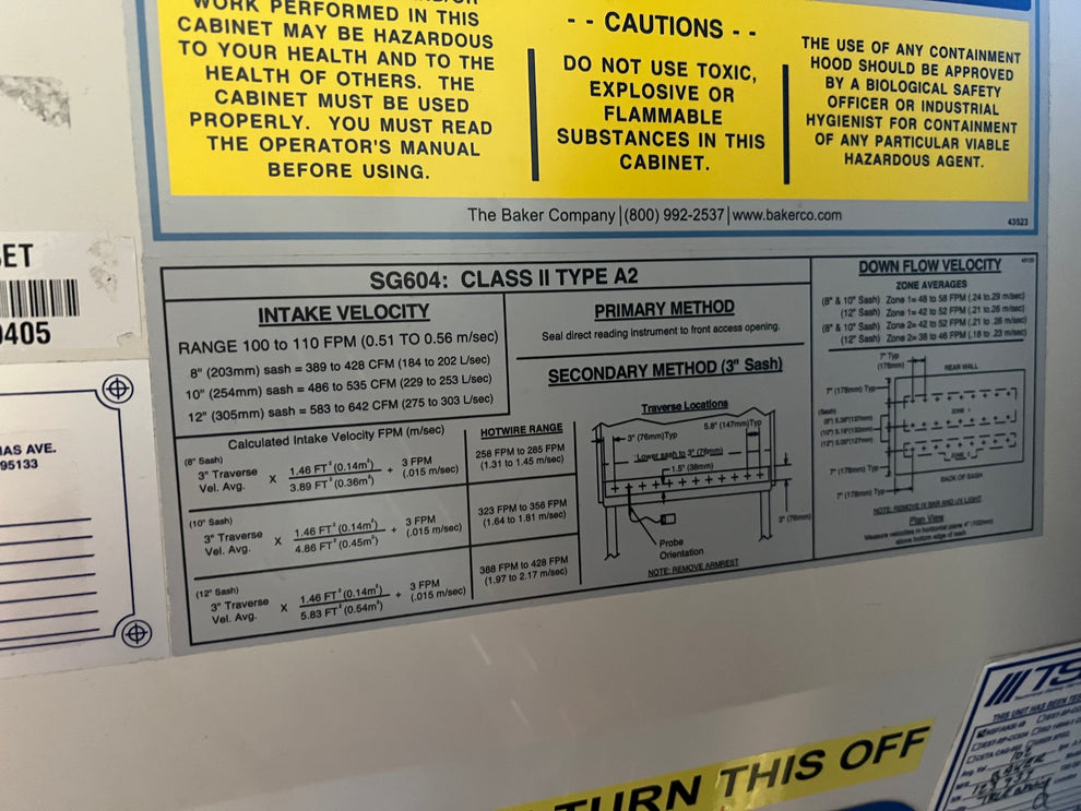 Baker SterilGARD e3 Class II A2 SG604 6' Biological Safety Cabinet / F ...