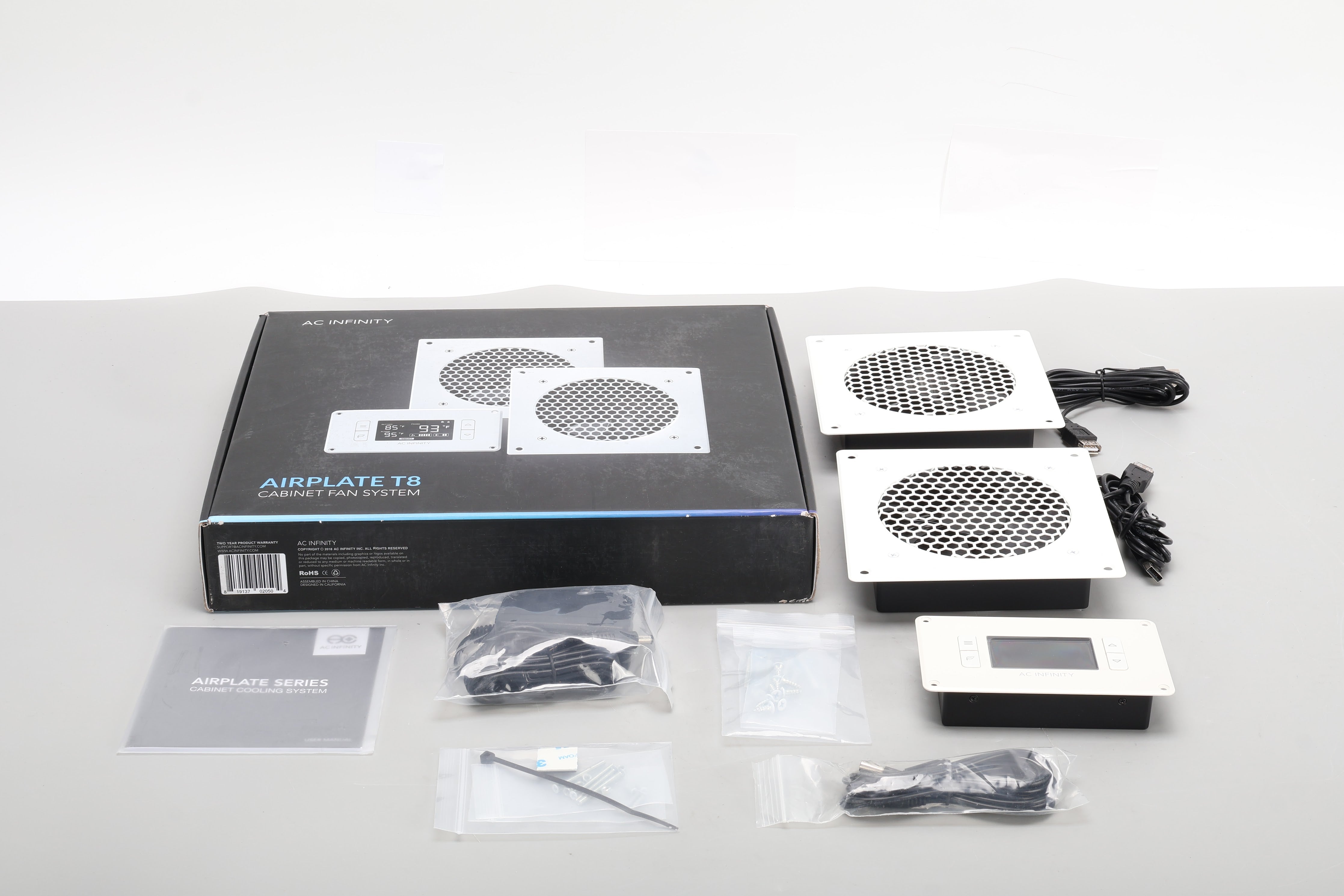 AC Infinity AI-APT8-W AIRPLATE T8 Dual-Fan System With Box and Accesso ...