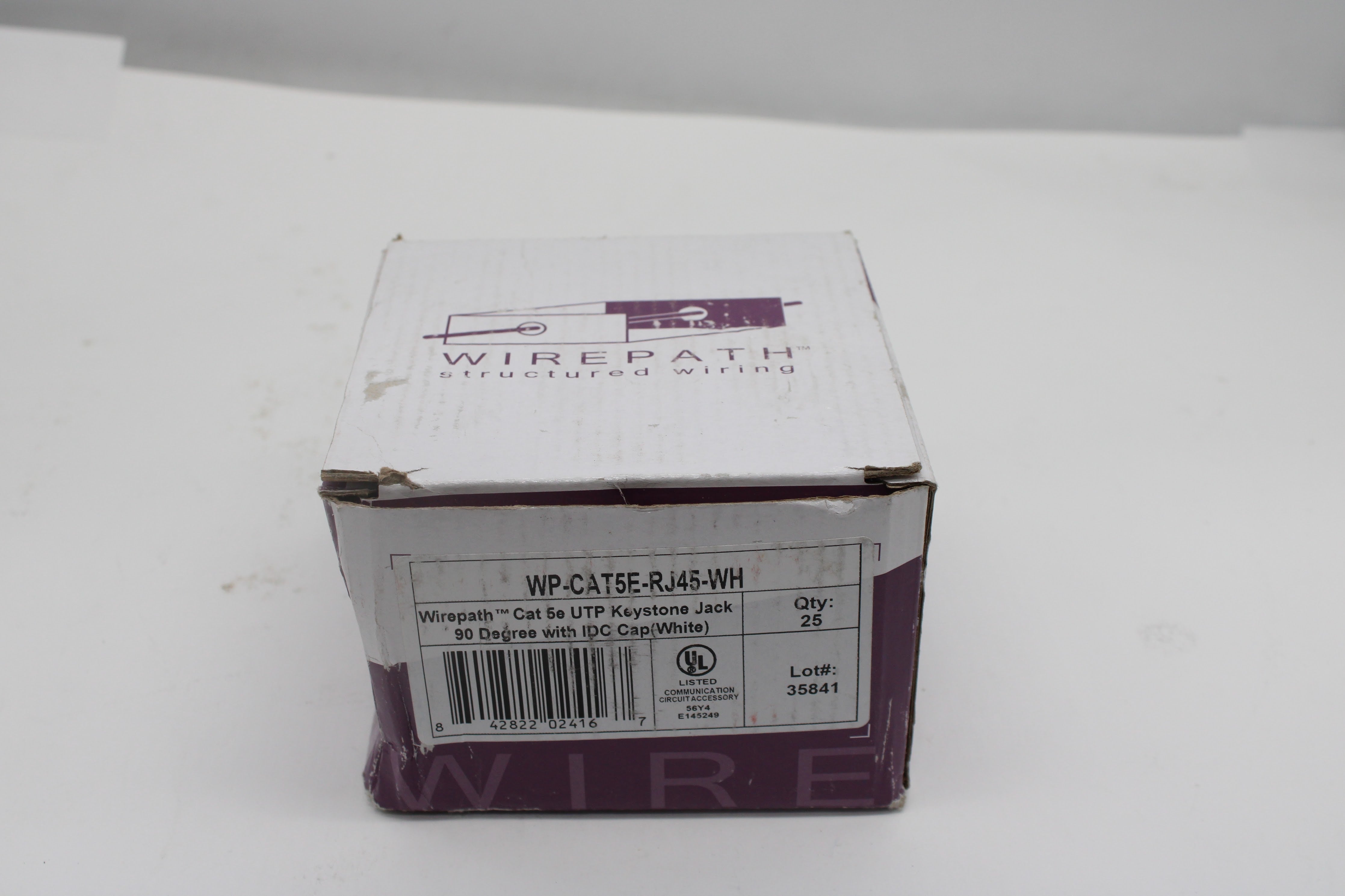 Wirepath WP-CAT5E-RJ45-WH Cat 5e RJ45 UTP Keystone Insert - 90 Degree ...