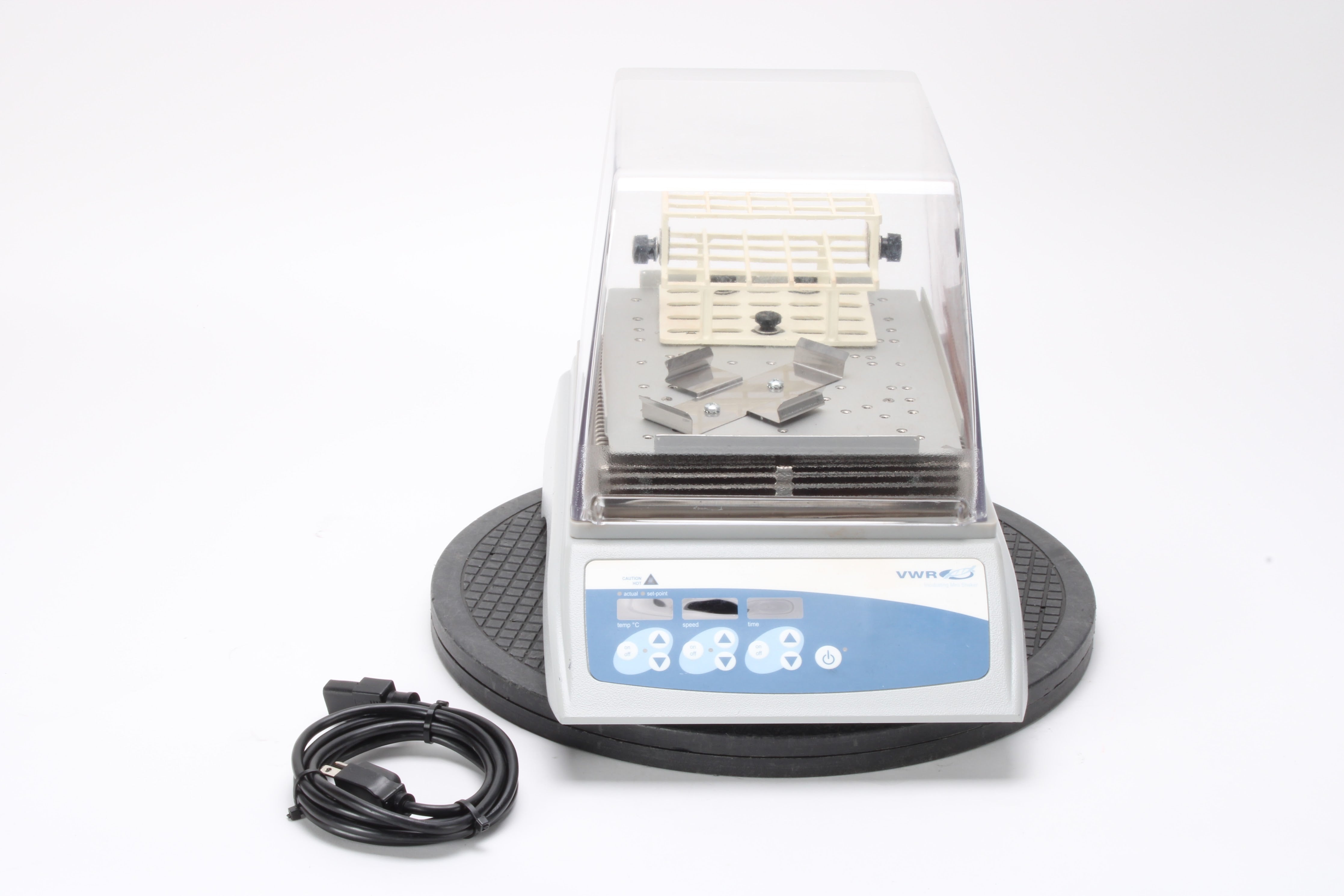 VWR 12620-942 Incubating Mini Shaker W/ Nalgene 20-Slot Tube Rack & Ca ...