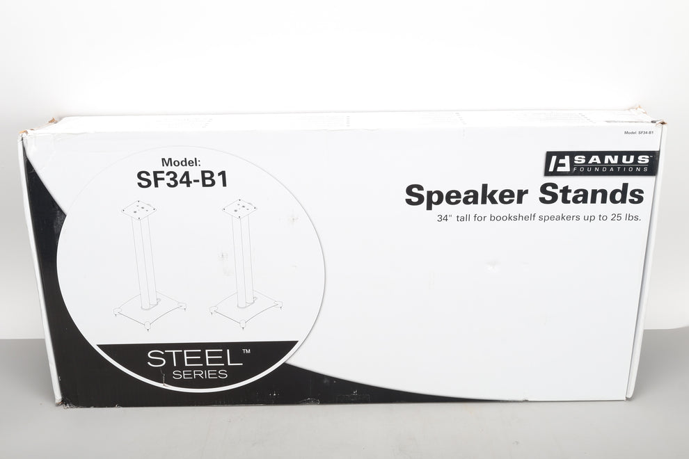 Sanus SF34-B1 Steel Series 34" Bookshelf Speaker Stands (Pair) Black ...