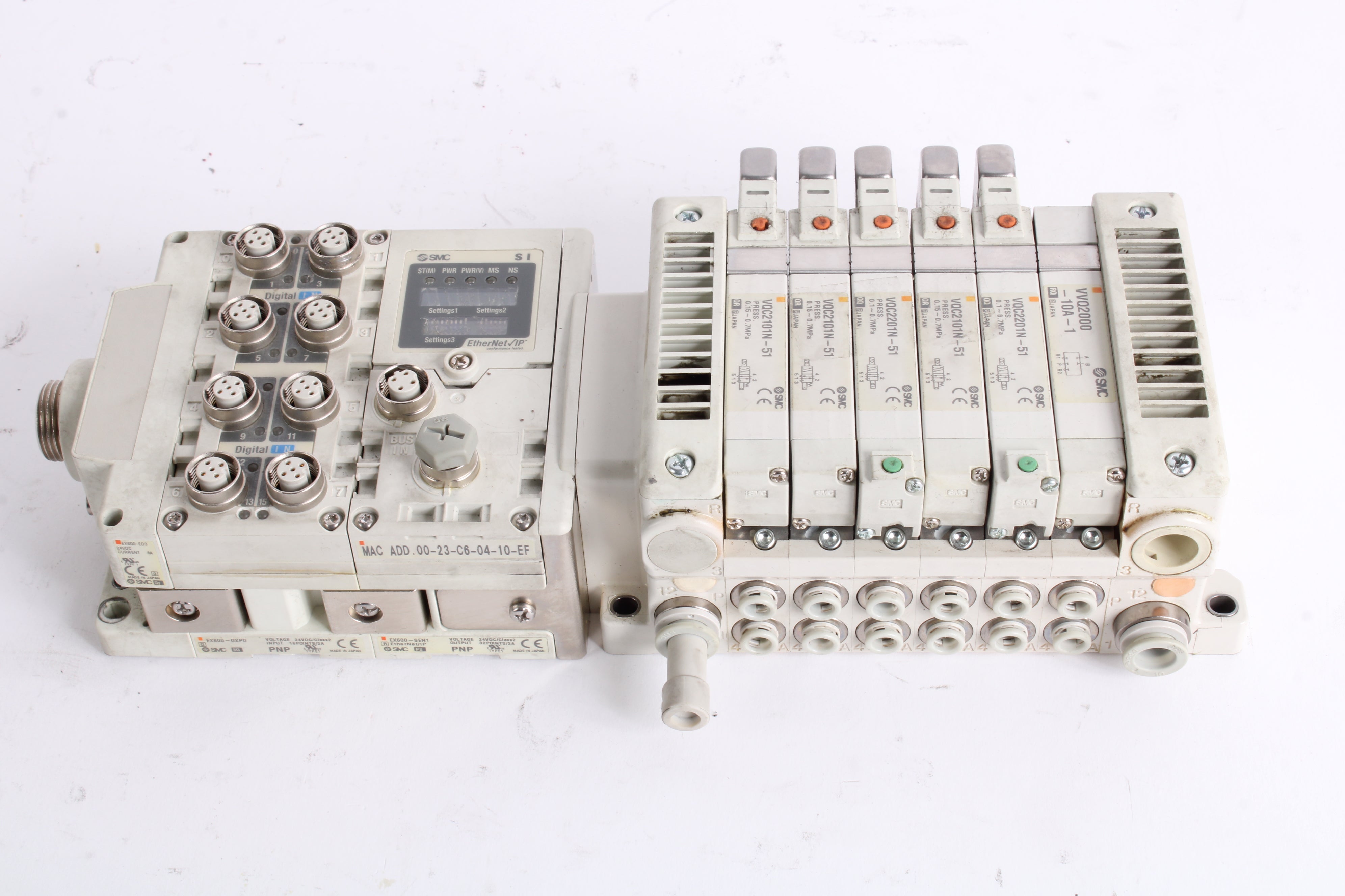 SMC EX600-SEN1 Serial Interface Unit + EX00-DXPD + EX600-ED3 + VVQ2000 ...