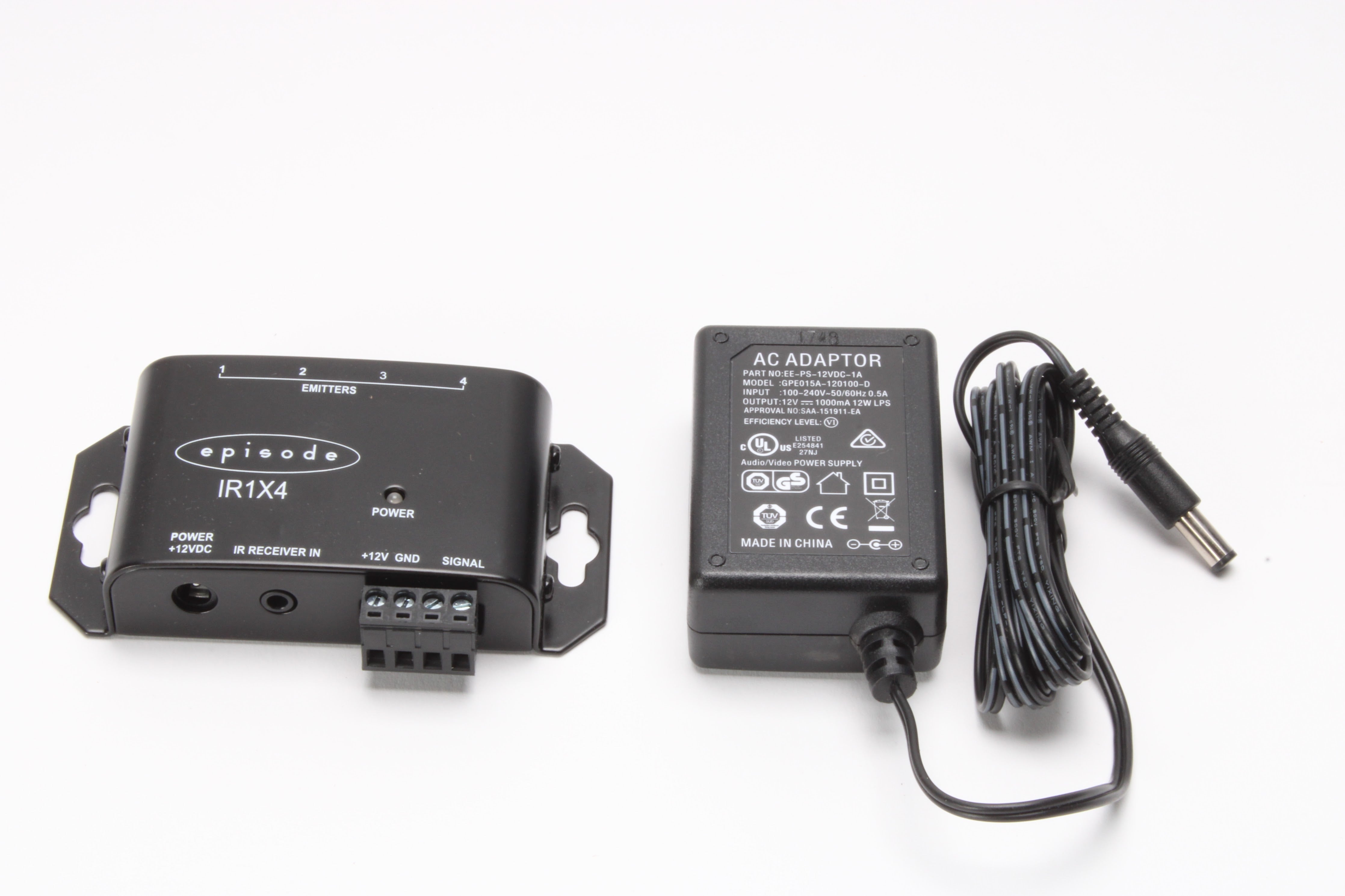 Episode IR1X4 Repeater With IR Receiver Emitter Unit and Power Supply ...