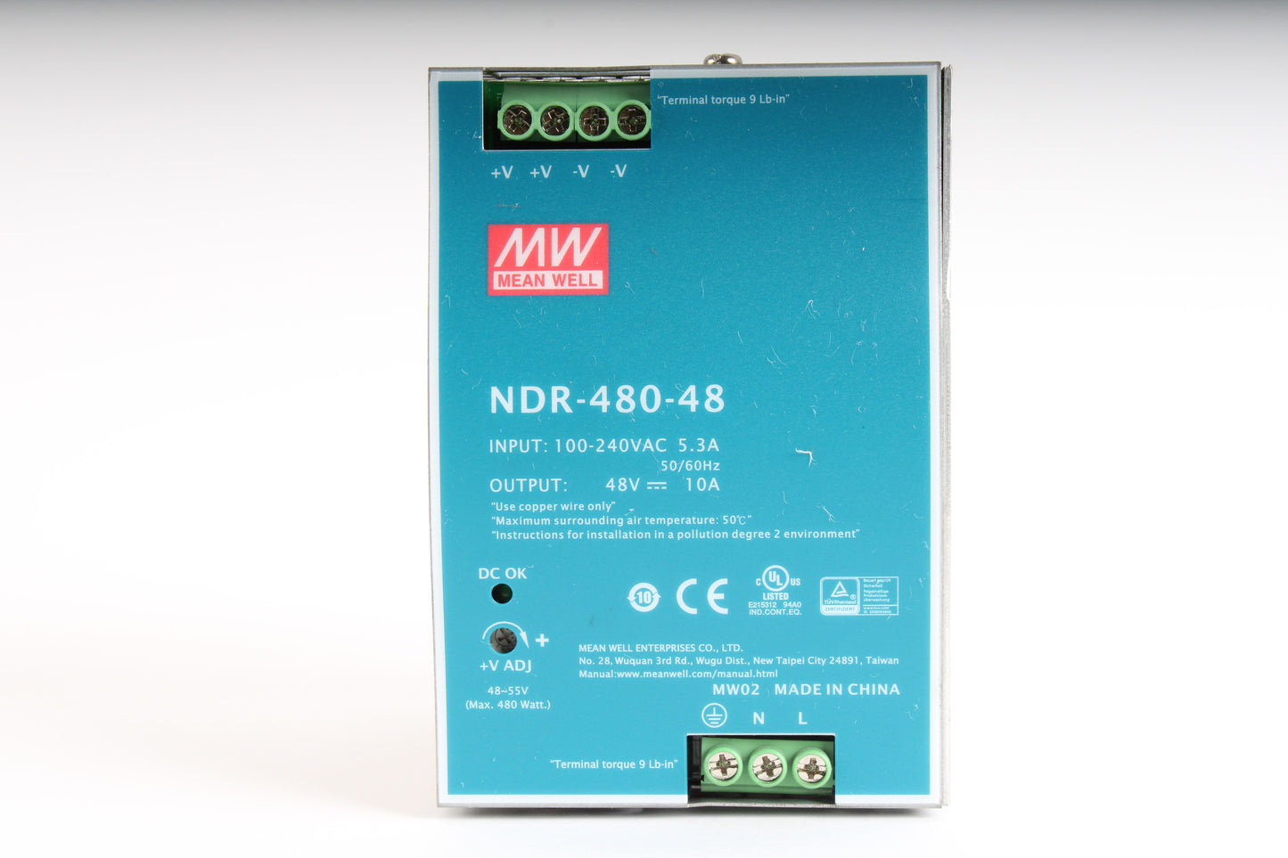 Mean Well NDR-480-48 DIN Power Supply 480 Watts 48V 10A – NTC Tech