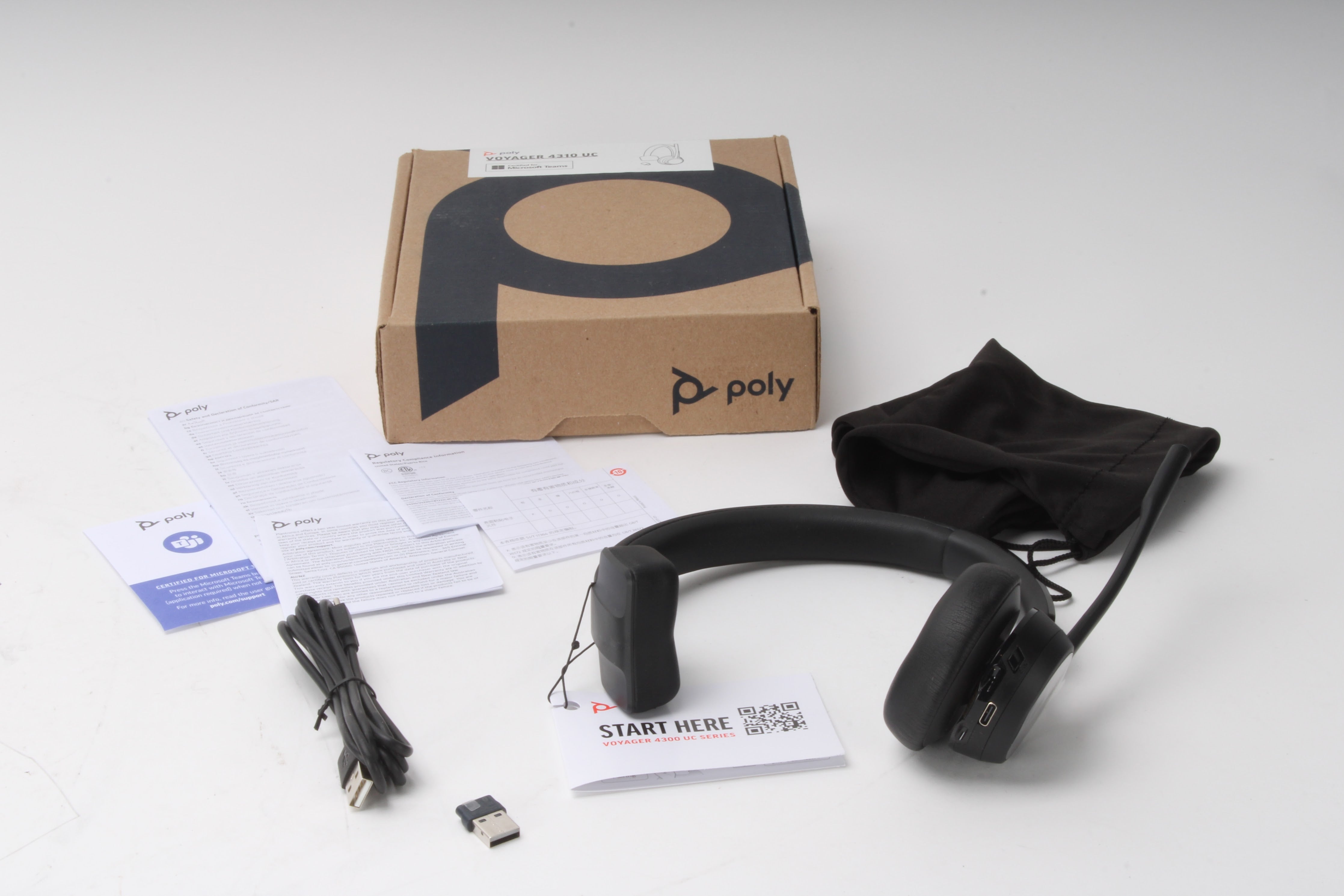 Poly V4310-M Voyager 4310 UC Bluetooth Headset 218470-02 With Accessor ...