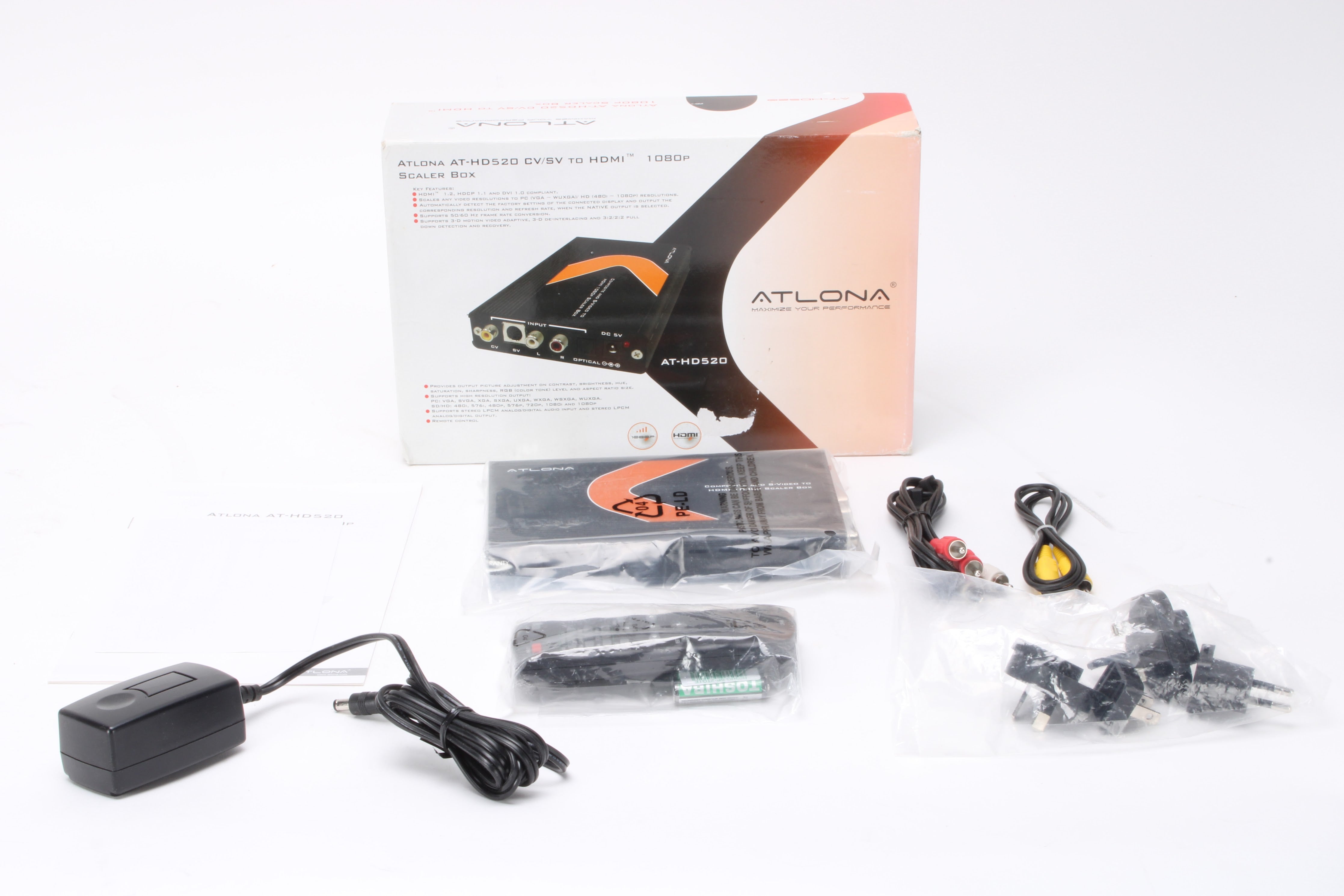 Atlona AT-HD520 CV/SV to HDMI 1080p Scaler Box With Power Supply and R ...