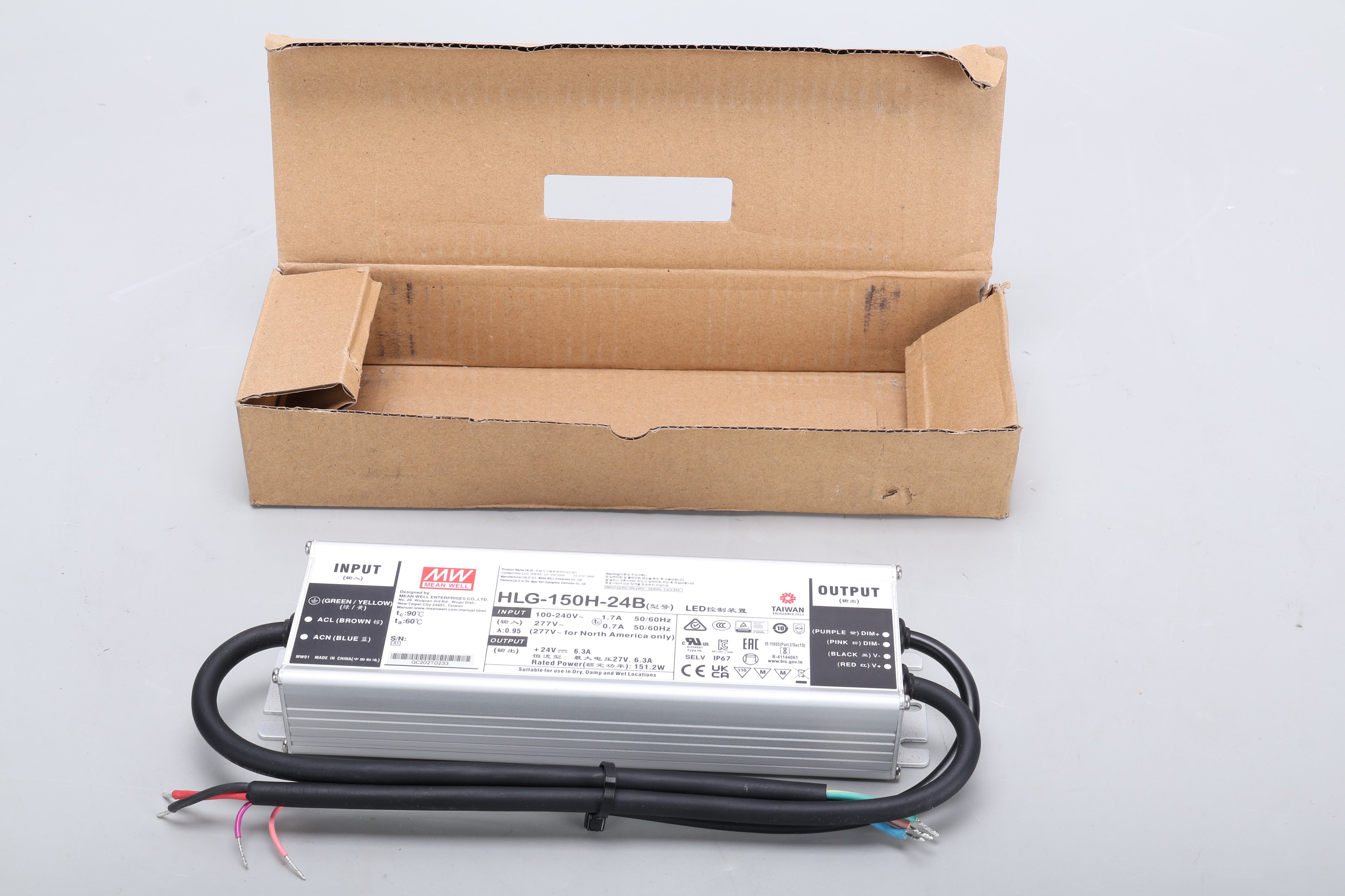 Mean Well HLG-150H-24B LED Driver Power Supply 24V 6.3A – NTC Tech