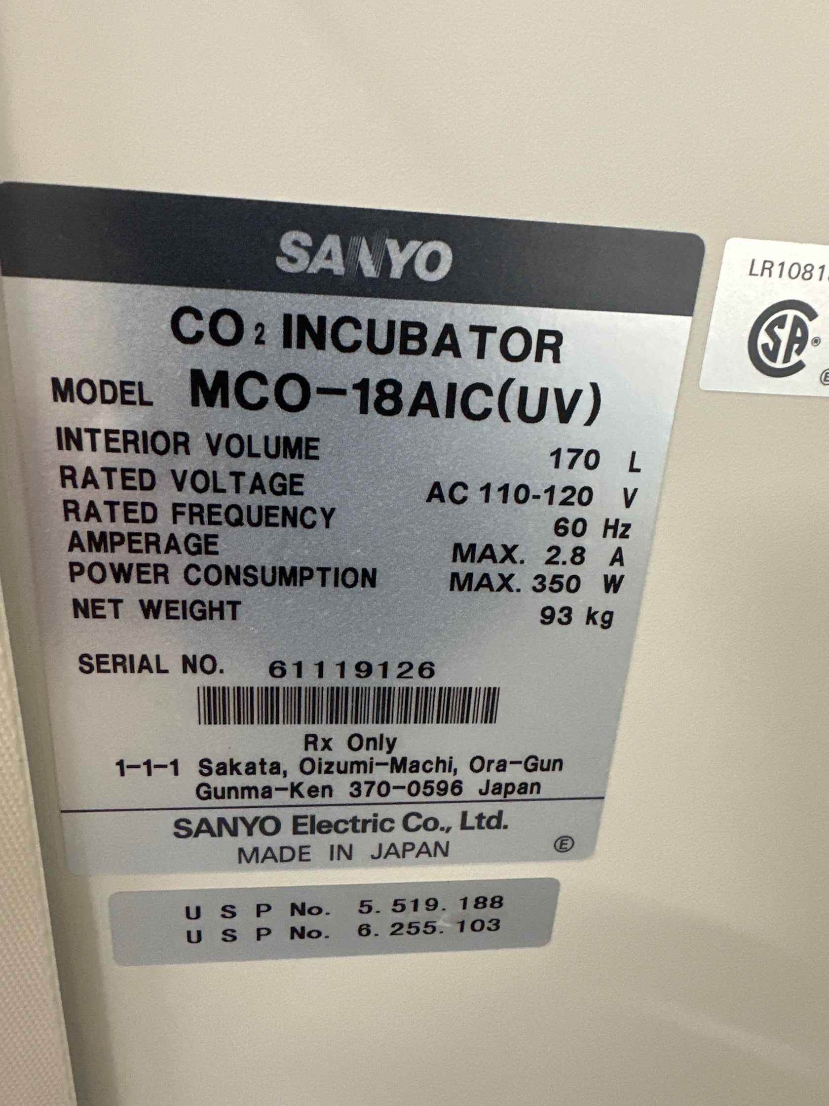 Sanyo CO2 Incubator MCO-18AIC(UV) Stack Jacketed CO2 Incubator – NTC Tech