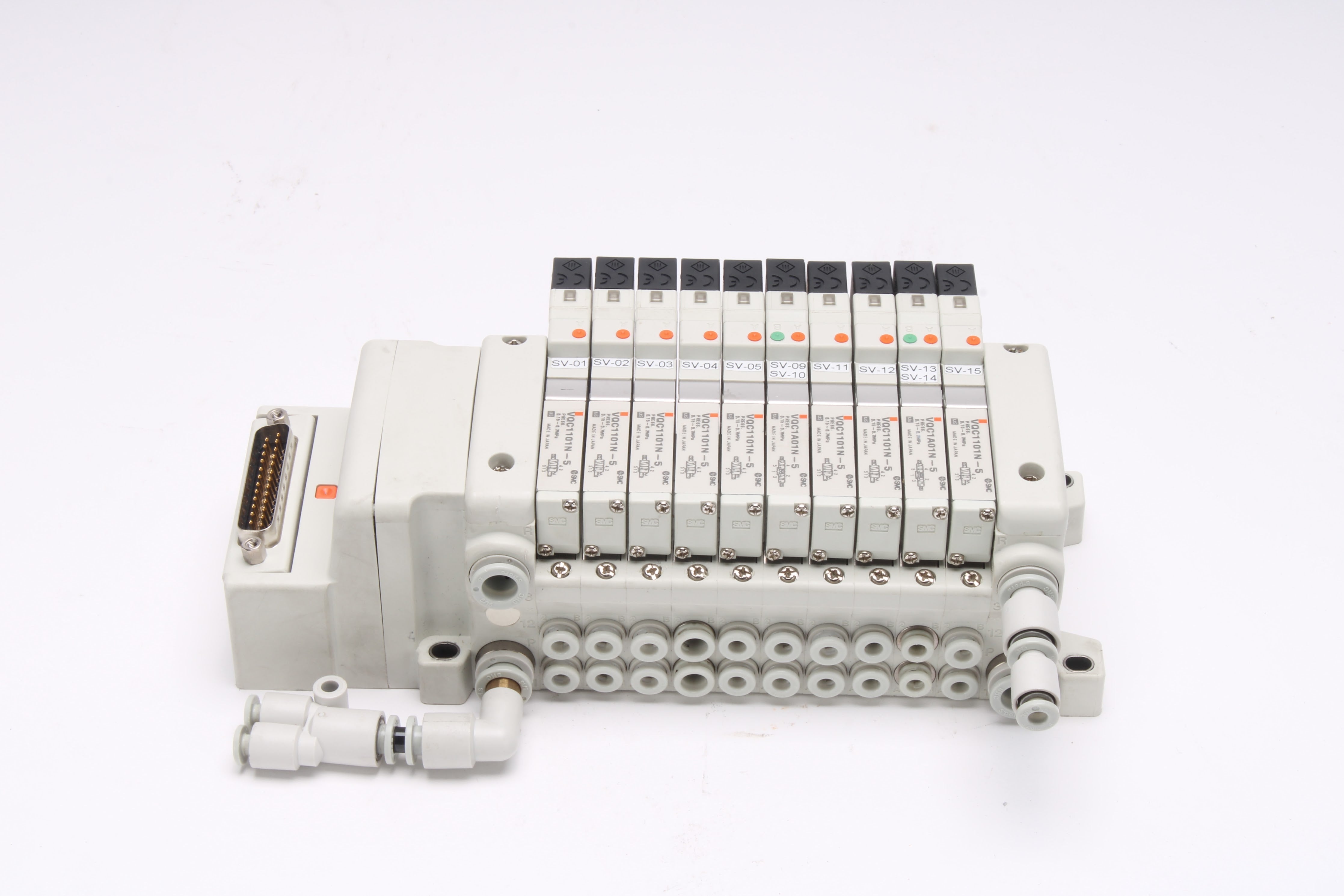SMC 10x VQC1101N-5 Solenoid Valve W/ VQC1000 Series 5-Port Manifold ...