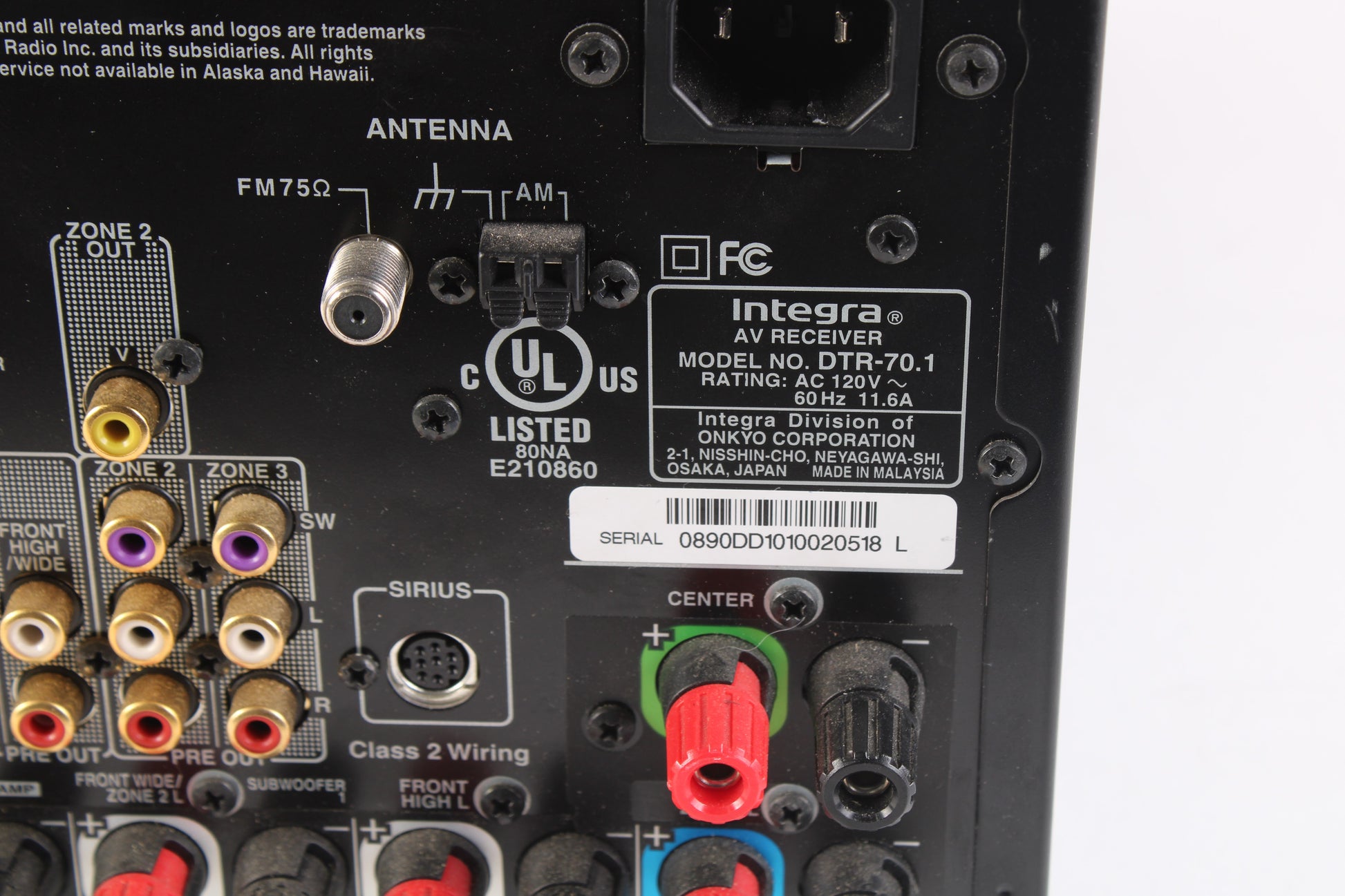 Integra DTR-70.1 AV Receiver Multi-Channel Power Amplifier - AS IS Par ...