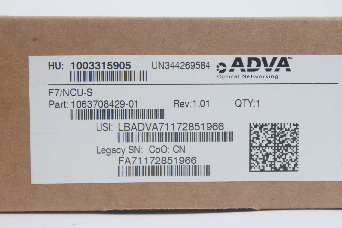 Adva 1063708429-01 F7/NCU-S Network Element and Shelf Control Unit ...