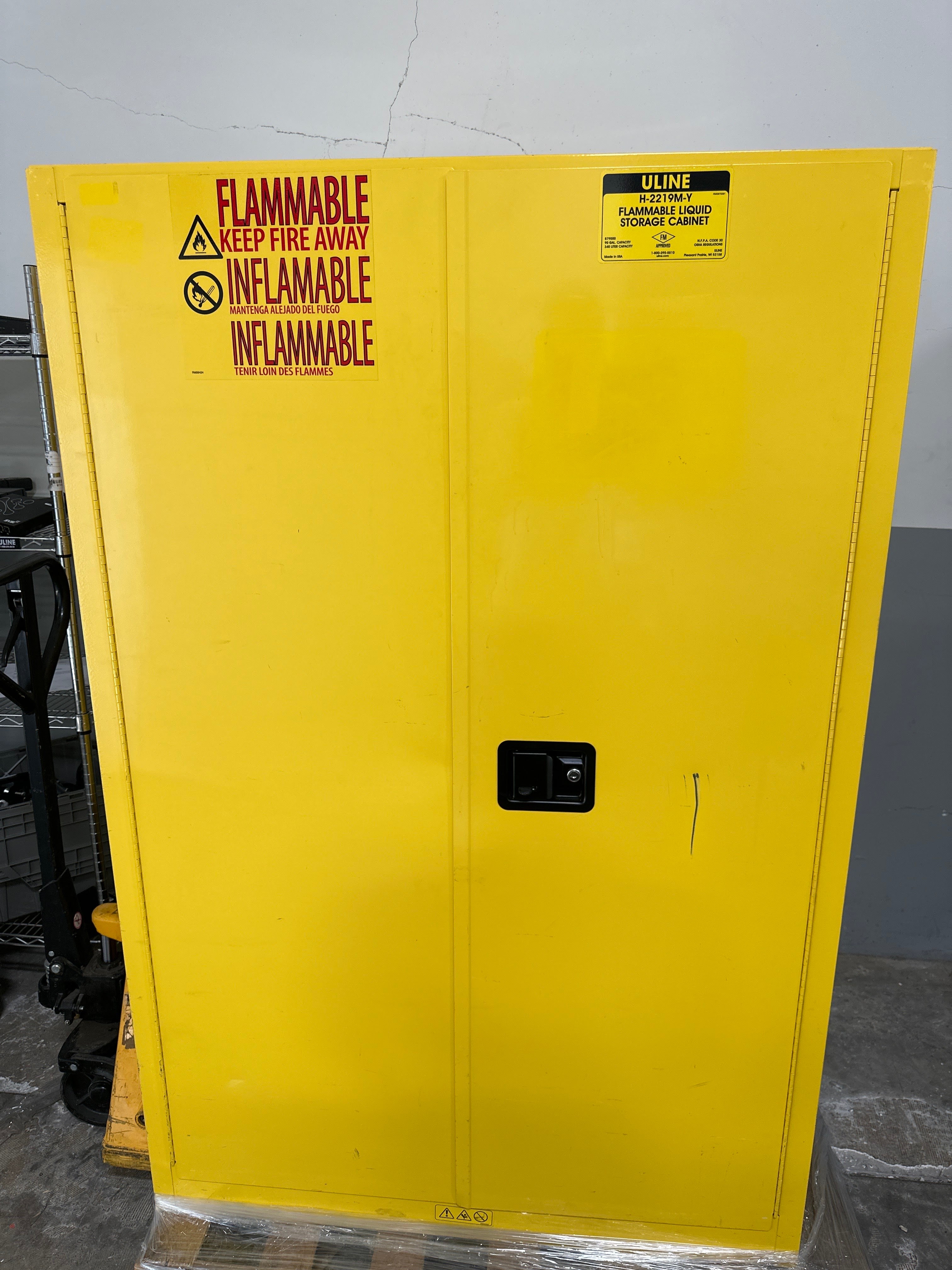 Uline H-2219M-Y Flammable Liquid Storage Cabinet (Yellow) 90 Gallon 34 ...