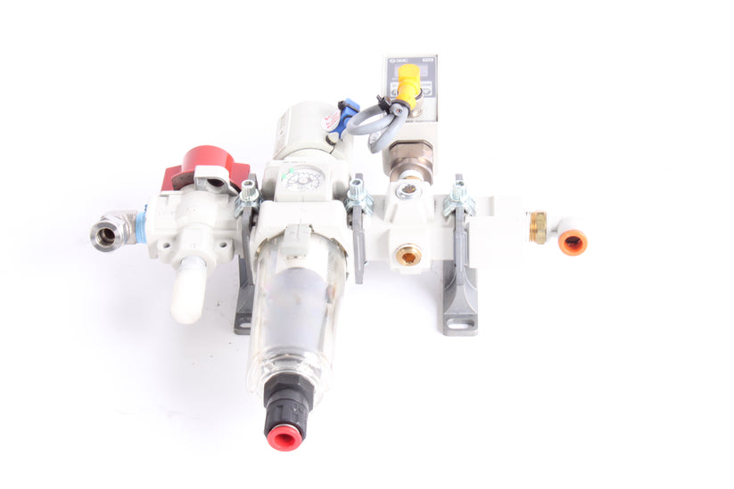 SMC AW30-N03DE-Z-B Filter Regulator W/ SMC VHS30-N03B-Z Pressure Relie ...