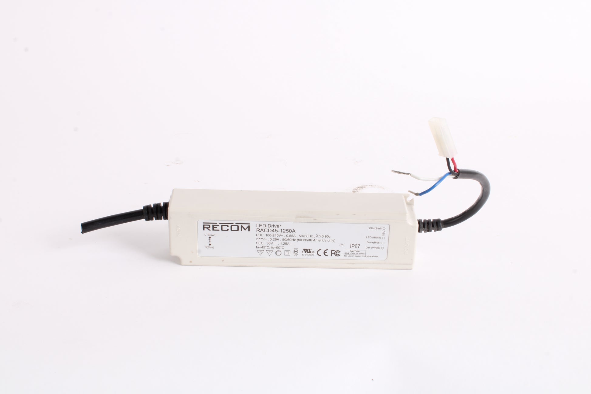 Recom Power RACD45-1250A Constant Current Dimmable LED Driver 45W 24-3 – NTC Tech