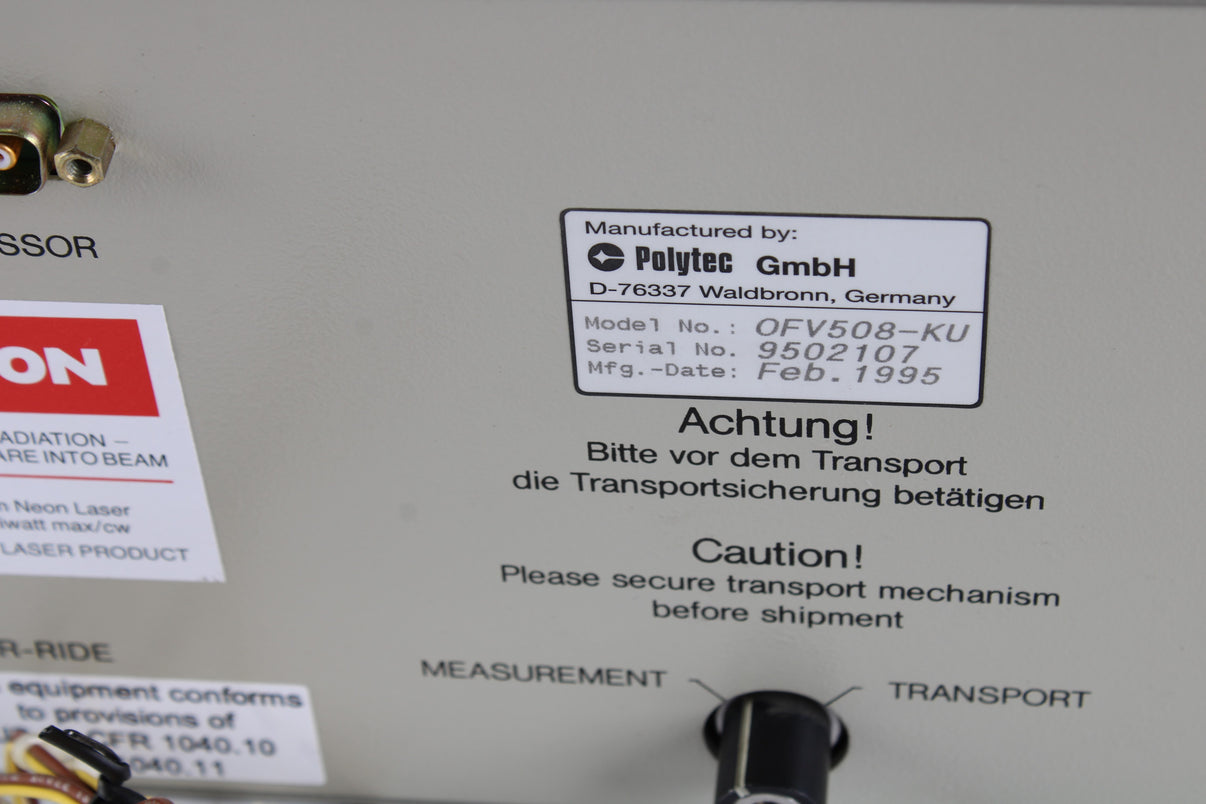 Polytec OFV508 Laser Vibrometer Optical Unit OFV-508KU W/ Gooseneck Ca ...