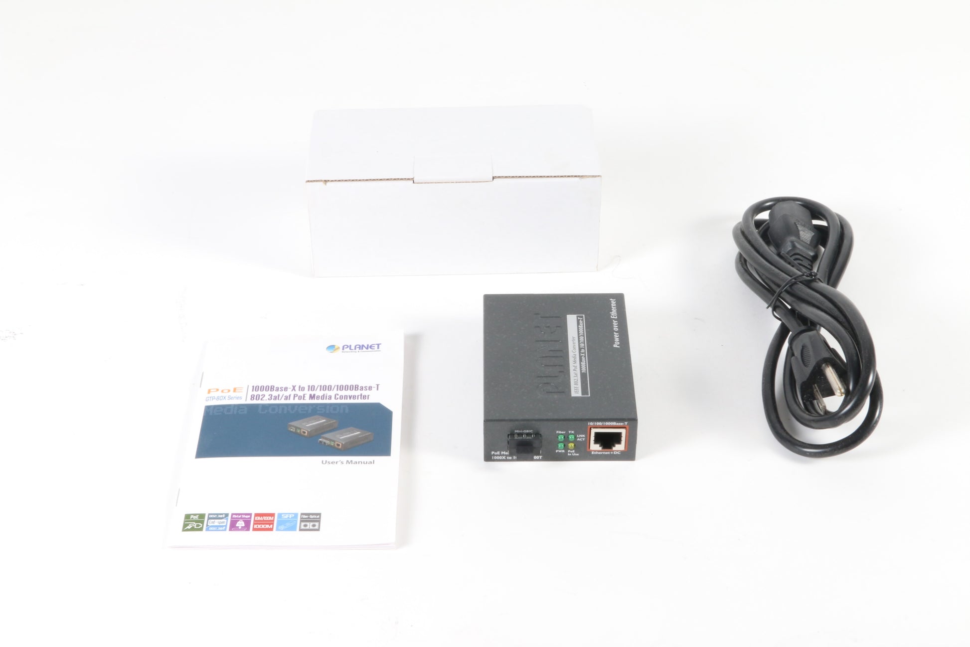 Planet GTP-805A 1000Base-X to 10/100/1000Base-T 802.3at/Af PoE Media C ...