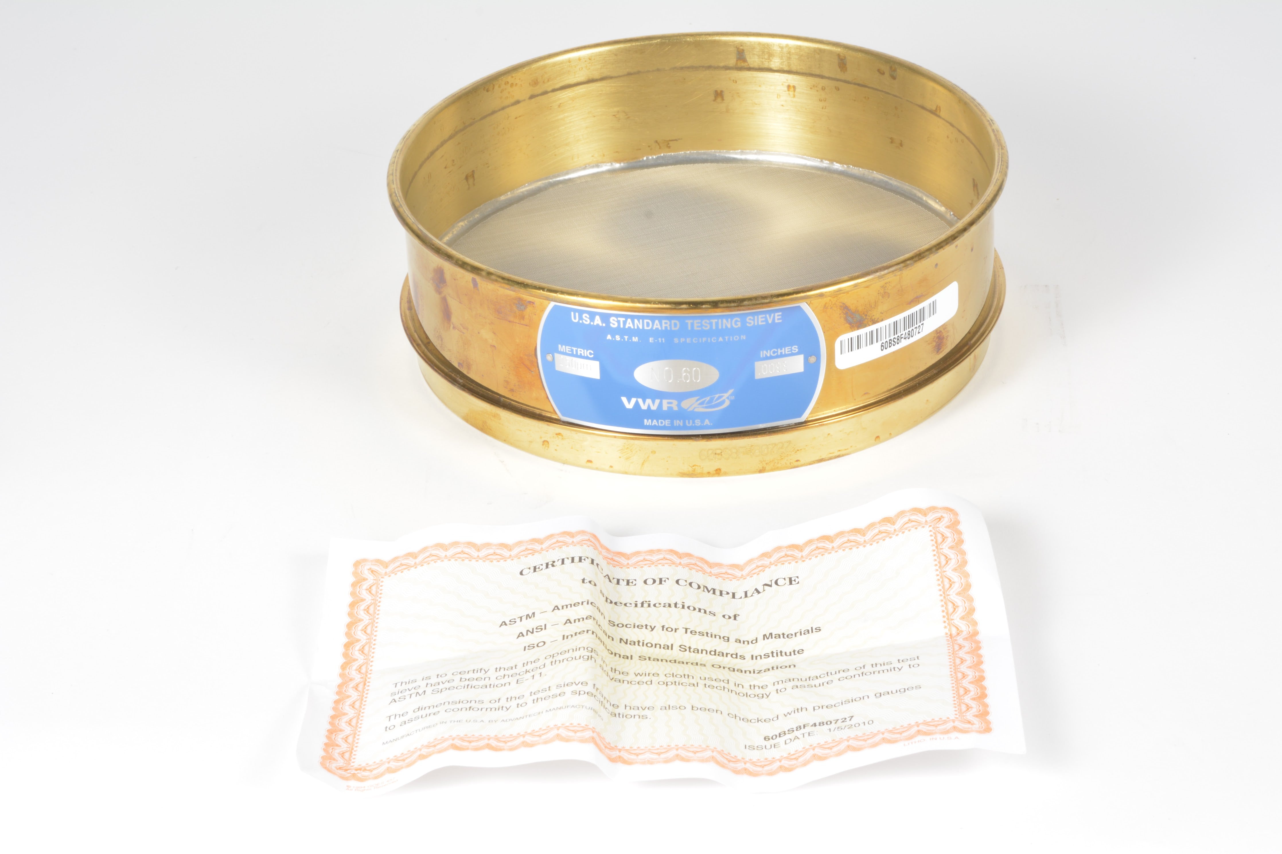 VWR NO. 60 Metric 250um Inches .0098 Testing Sieve 57334280 – NTC Tech