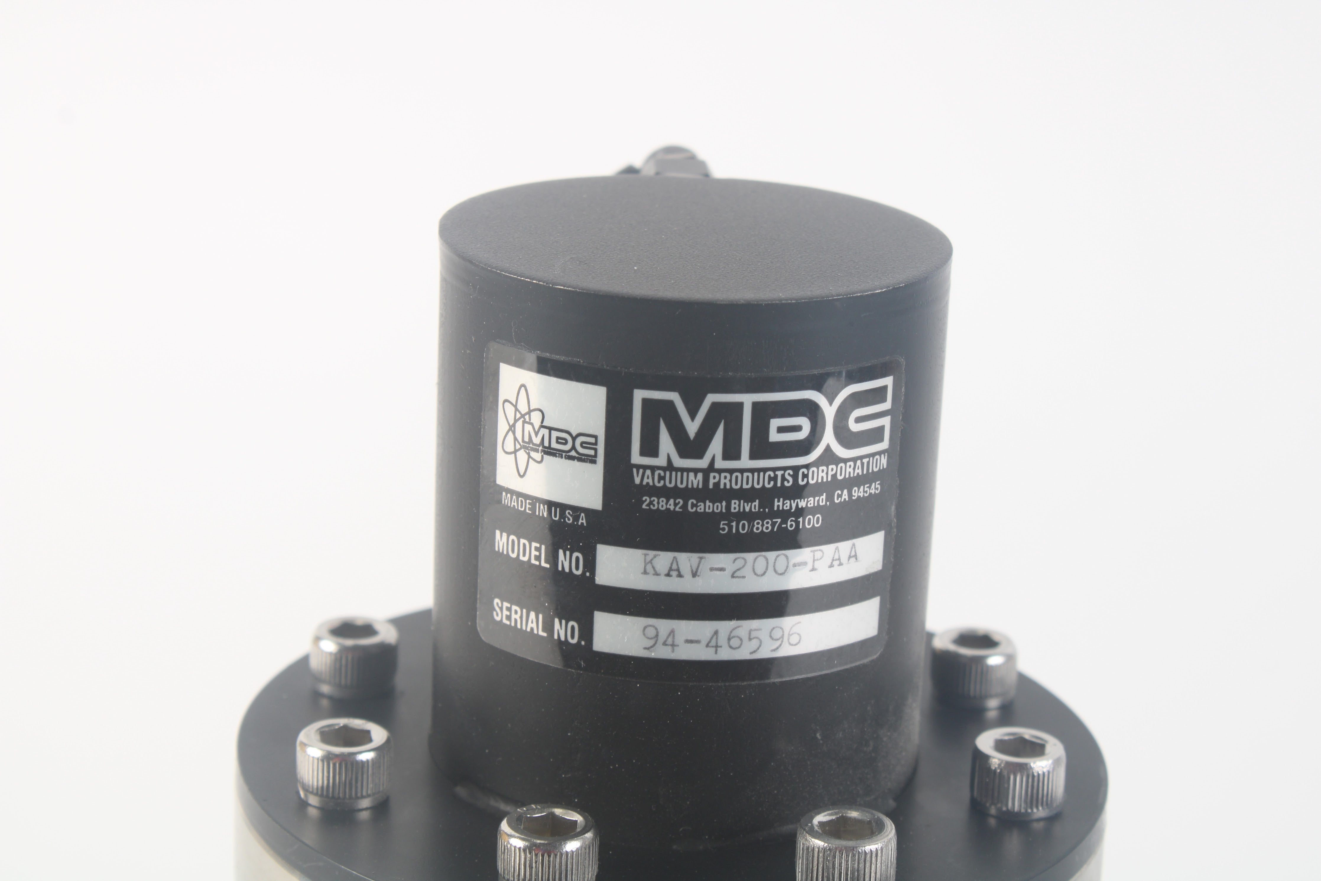 MDC KAV-200-PAA Angle Vacuum Valve – NTC Tech