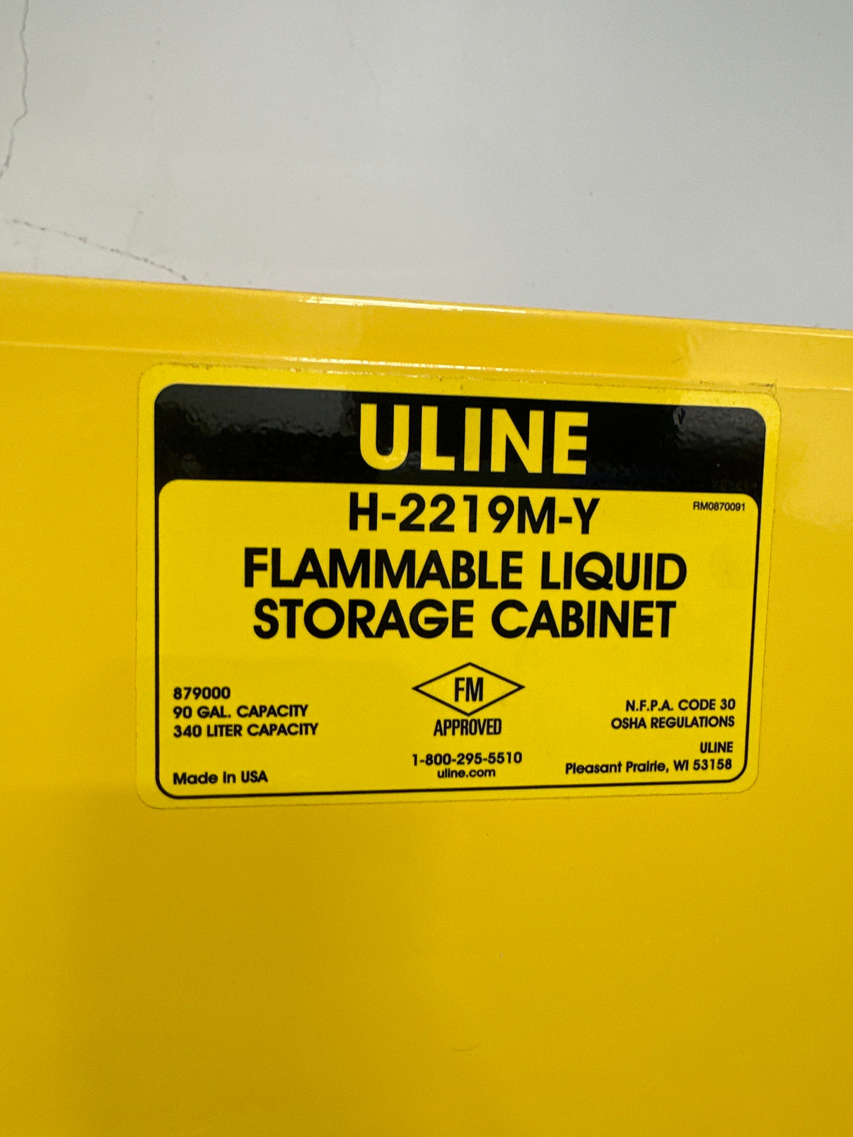 Uline H-2219M-Y Flammable Liquid Storage Cabinet (Yellow) 90 Gallon 34 ...