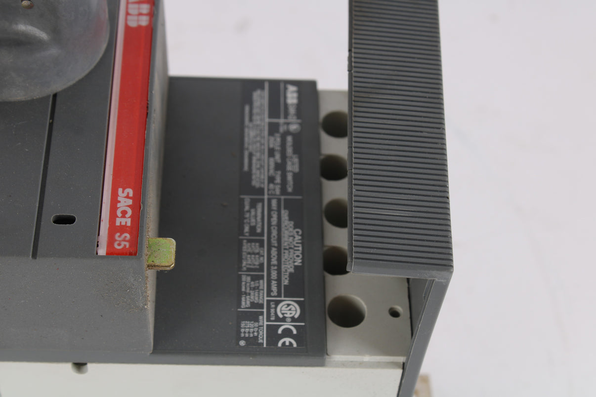 ABB Sace S5 S4H-D 3-Pole 250A 600VAC Circuit Breaker W/ Rotary Handle ...