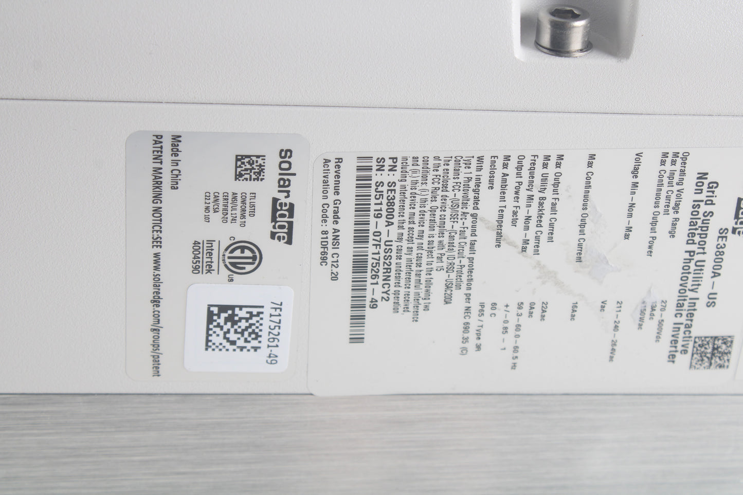 Solaredge SE3800A-US Support Interactive Non Isolated Photovoltaic Inv ...