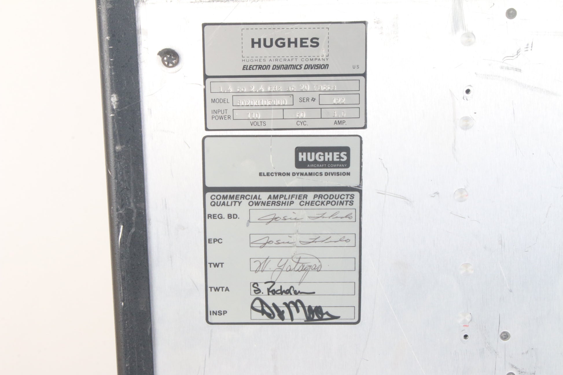 Hughes 8020H Traveling Wave Tube Amplifier 1.4 to 2.4GHz 20 Watts 8020 ...