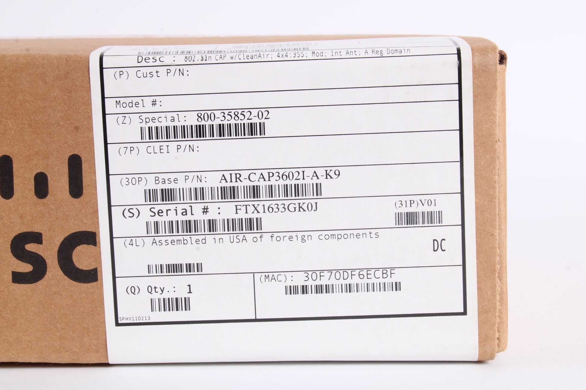 Cisco AIR-CAP3602I-A-K9 Aironet 3602 Wireless Access Point - NEW – NTC Tech