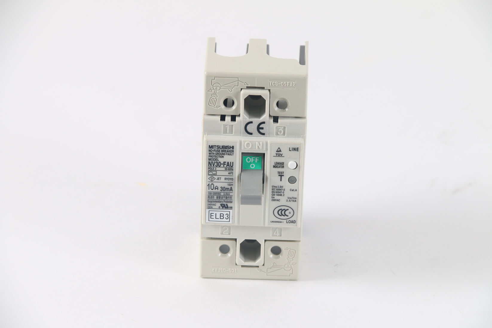 Mitsubishi NV30-FAU 10A 30mA No-Fuse 2-Pole Circuit Breaker – NTC Tech