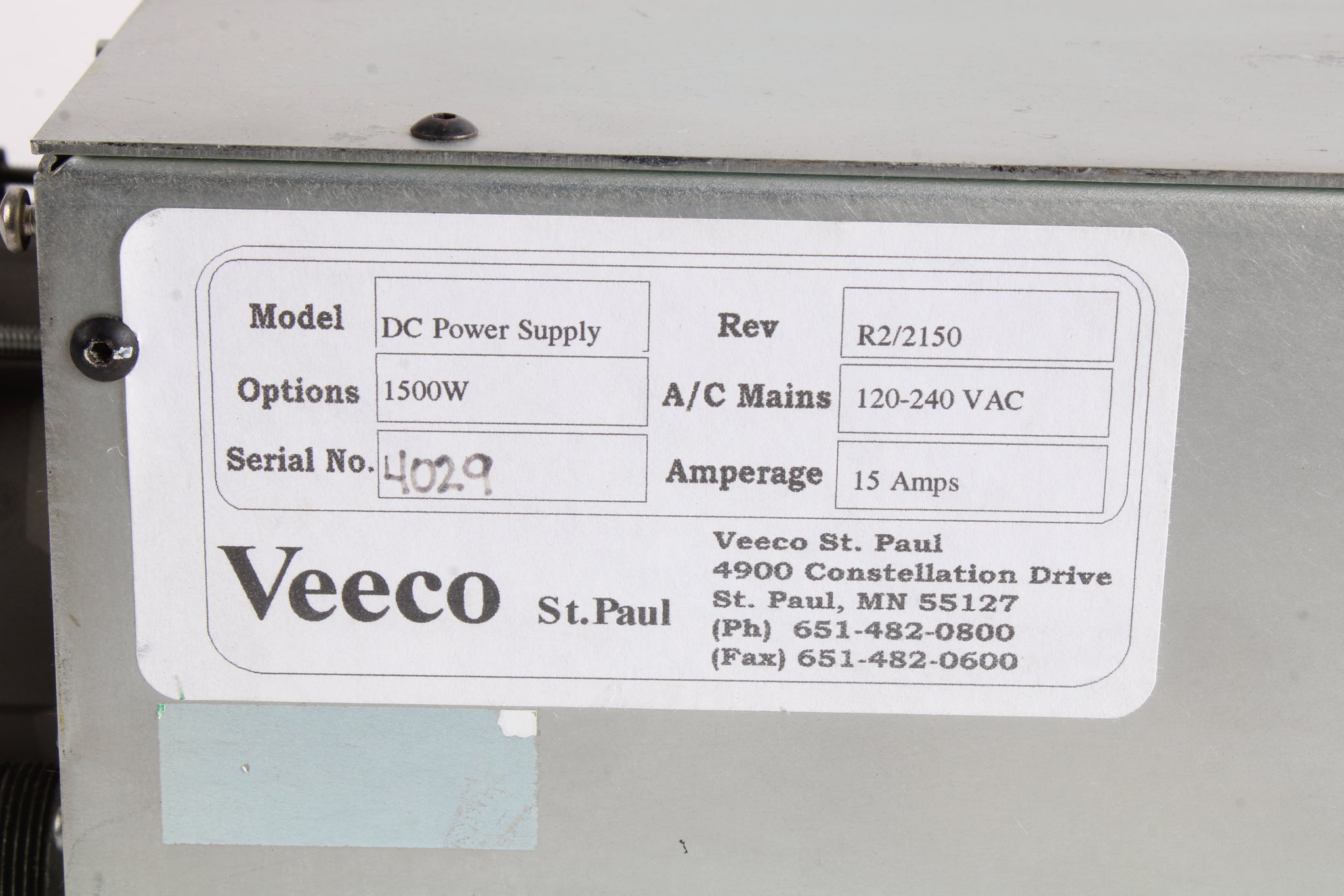 Veeco DC Power Supply Module 1500W – NTC Tech