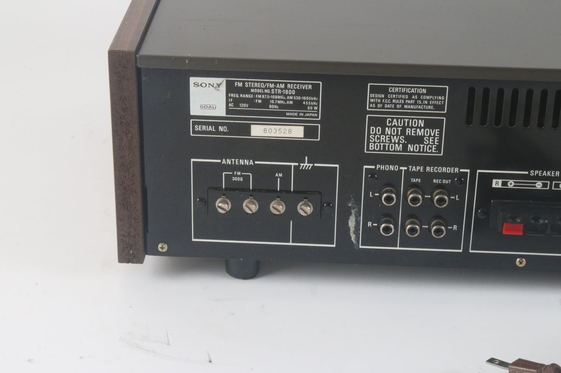 Sony STR-1800 Vintage AM-FM Stereo Receiver Tuner – NTC Tech